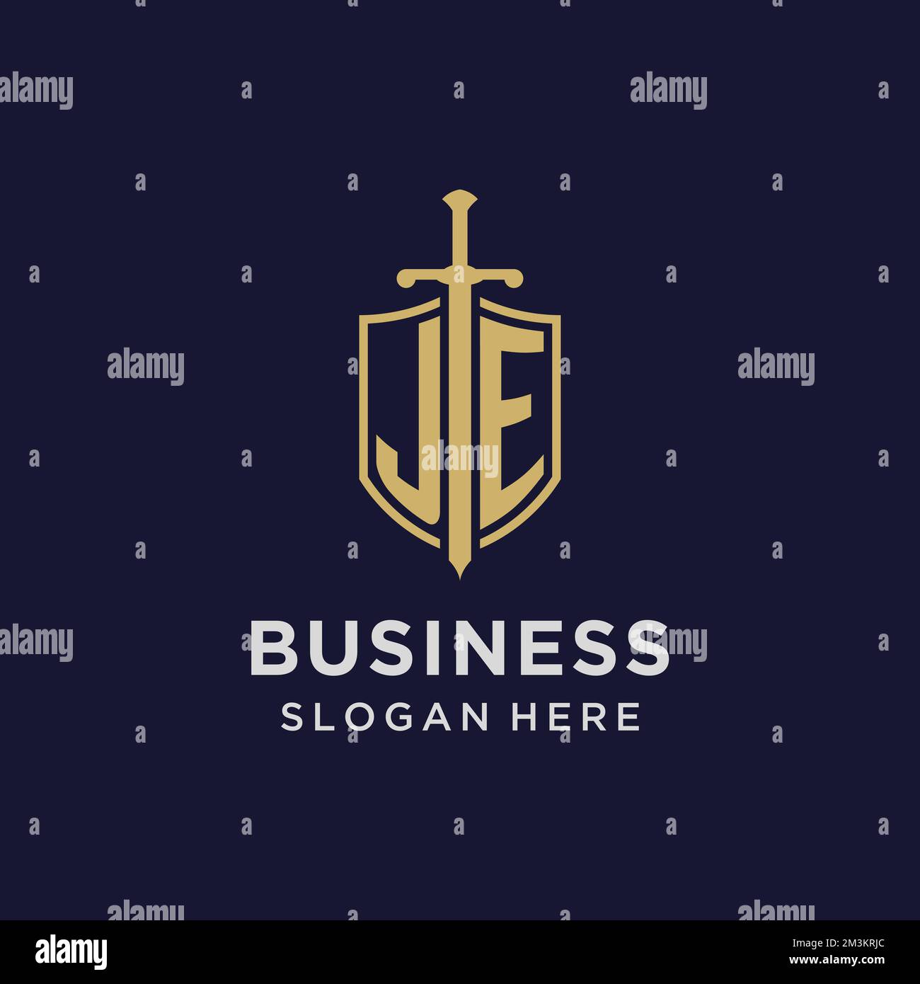 JE logo initial monogram with shield and sword design ideas Stock Vector Image & Art - Alamy