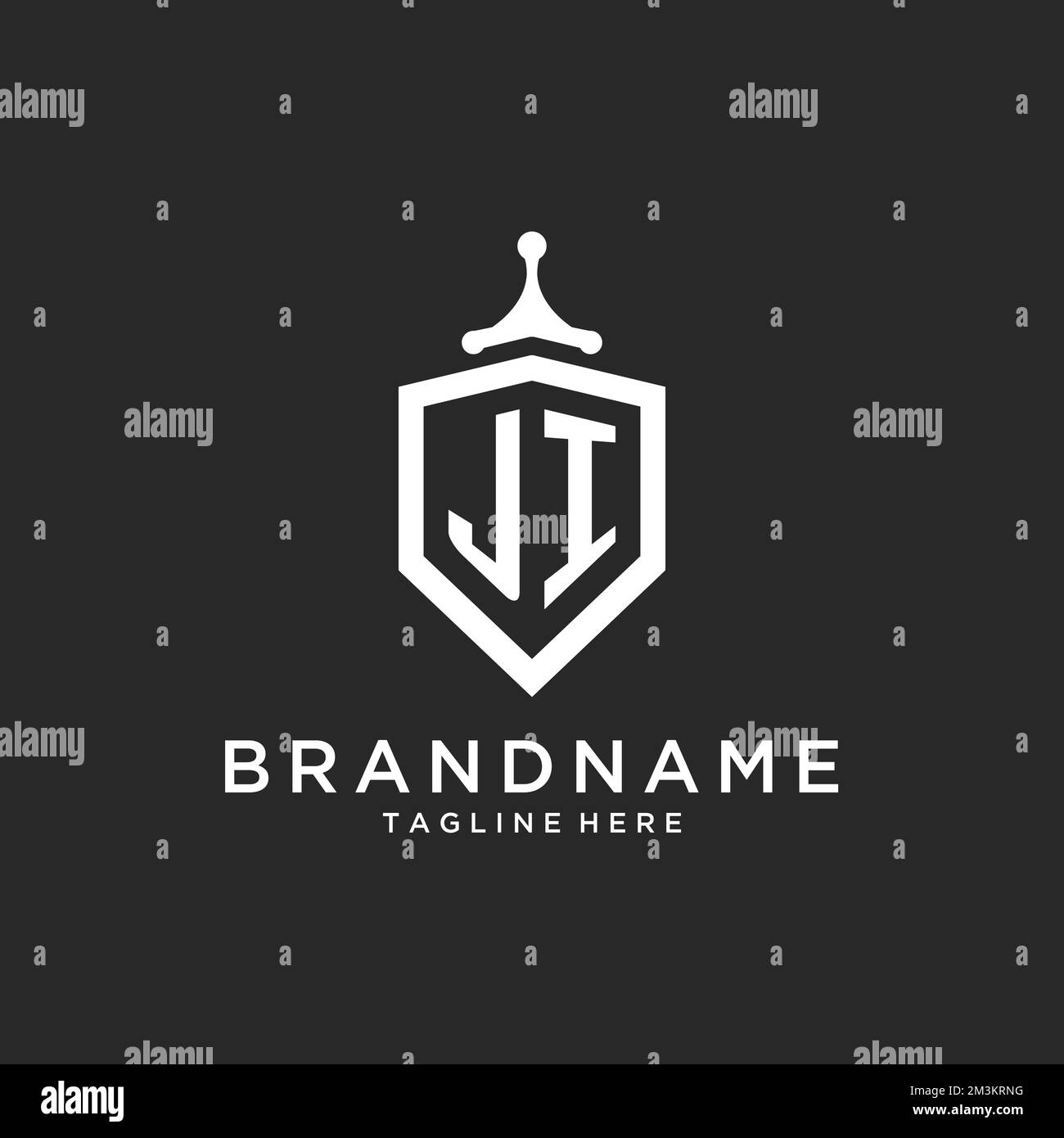JI monogram logo initial with shield guard shape design ideas Stock ...