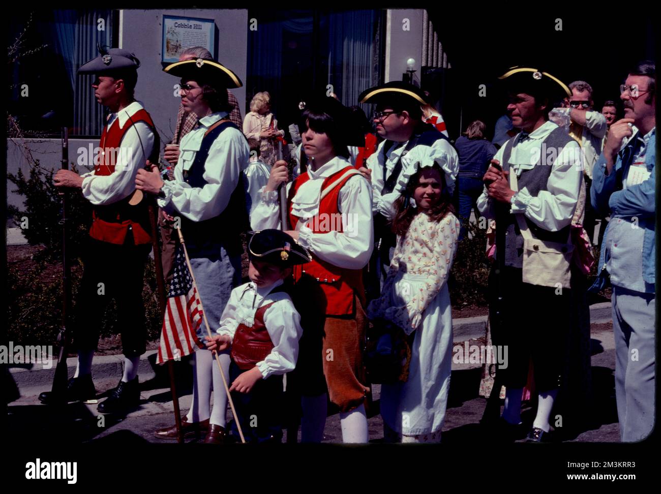 People in 18th-century dress at reenactment of Paul Revere's ride ...