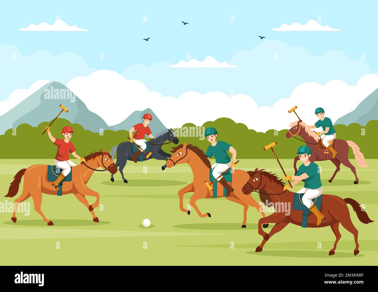 Polo Horse Sports with Player Riding Horse and Holding Stick use ...