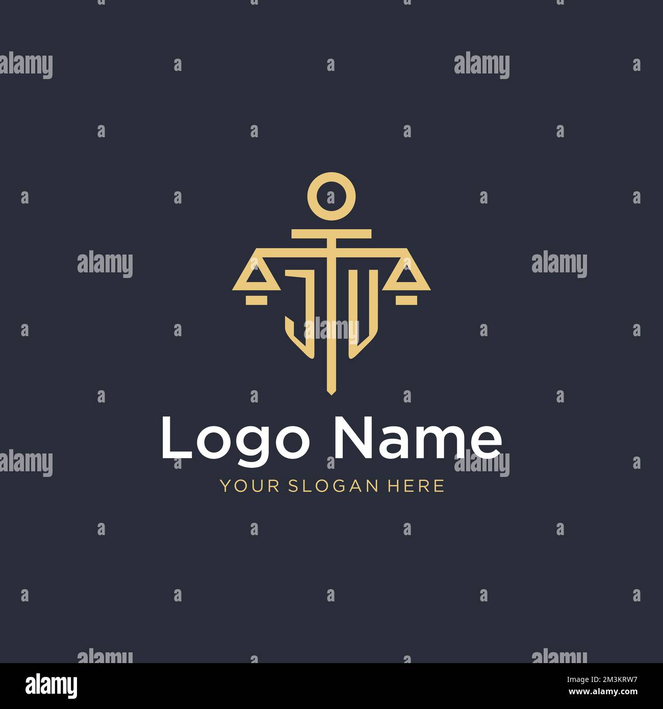 JU initial monogram logo with scale and pillar style design ideas Stock ...
