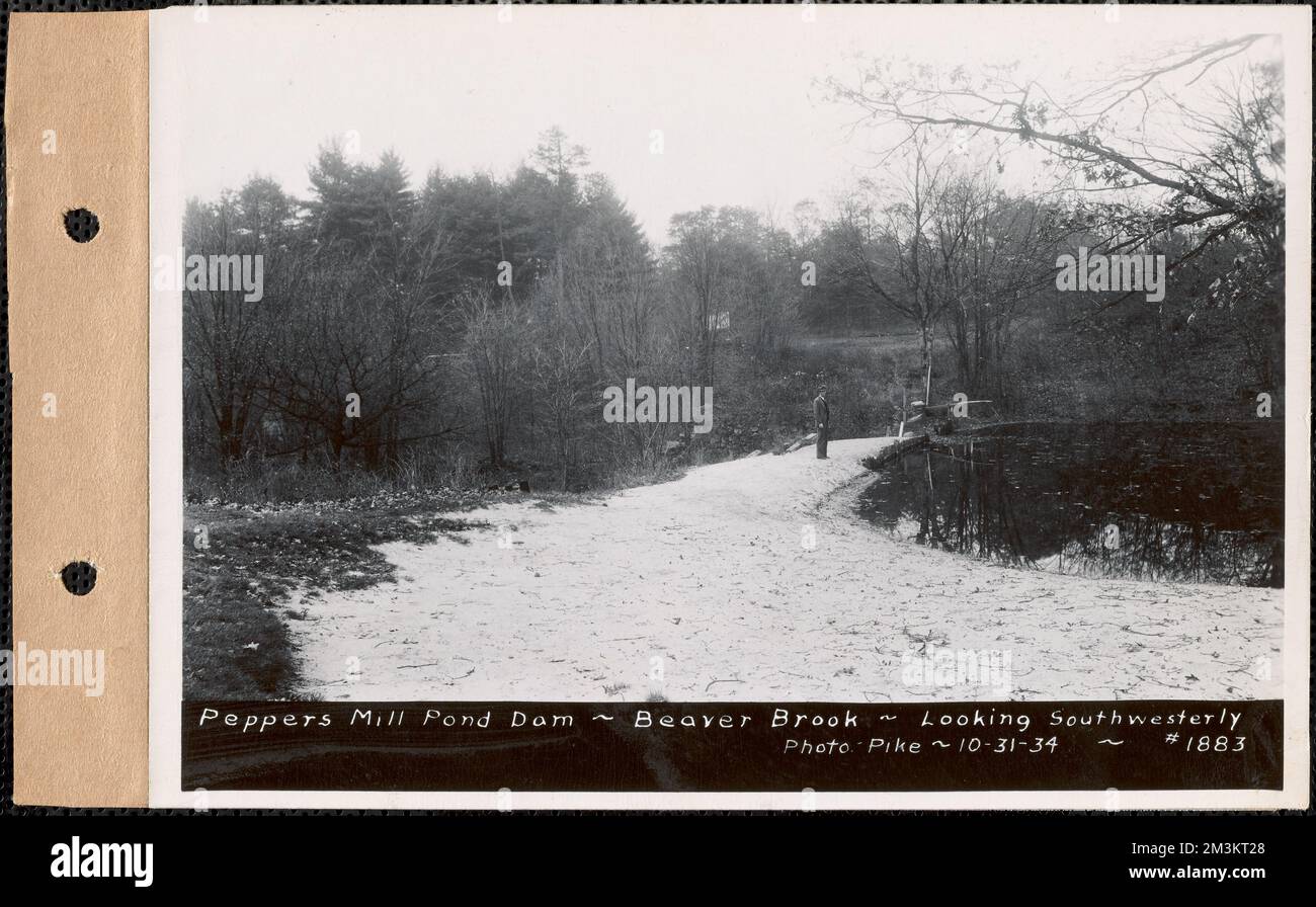 Pepper's Mill Pond dam, looking southwest, Beaver Brook, Ware, Mass ...
