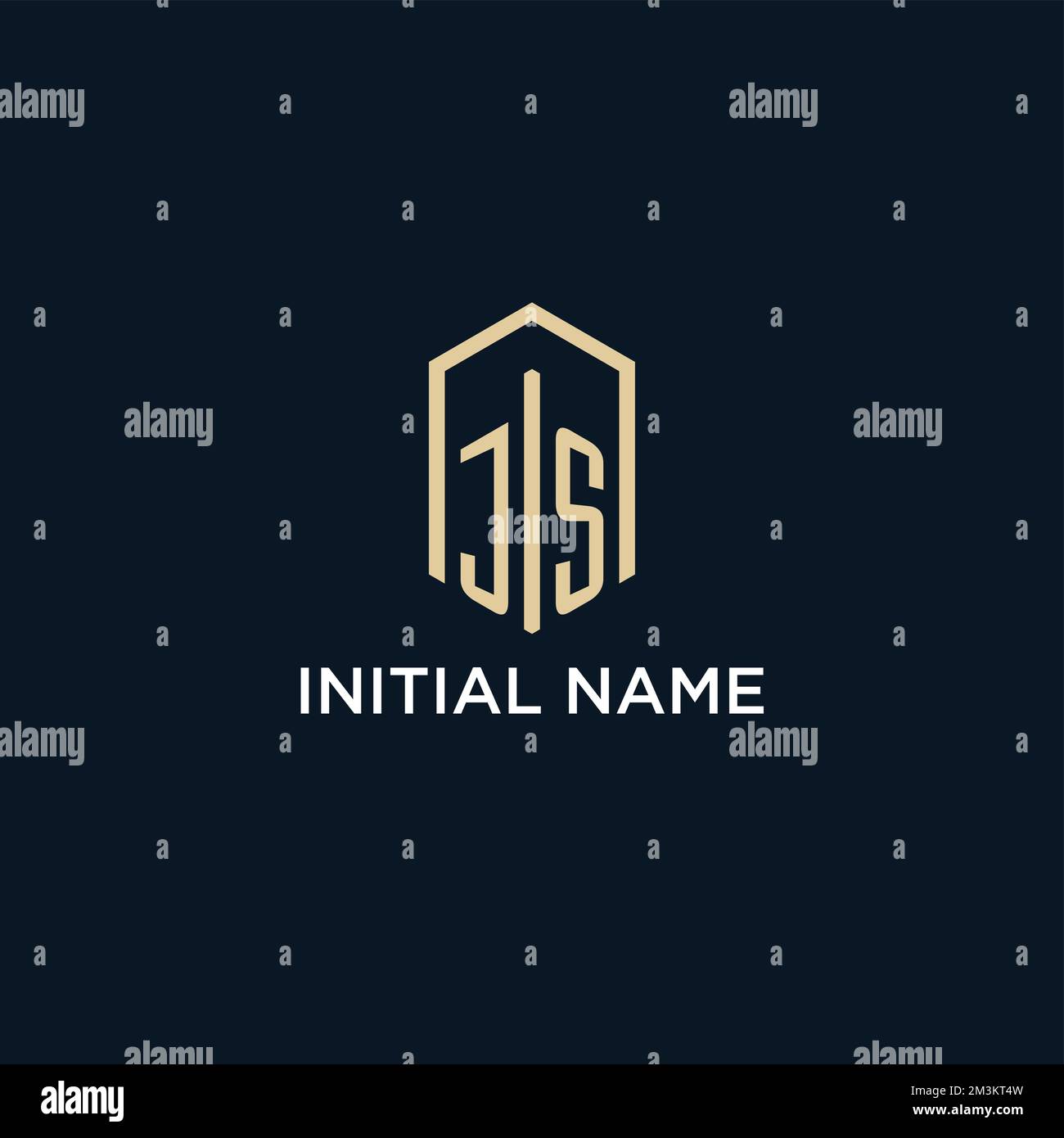 JS initial monogram logo with hexagonal shape style, real estate logo ...