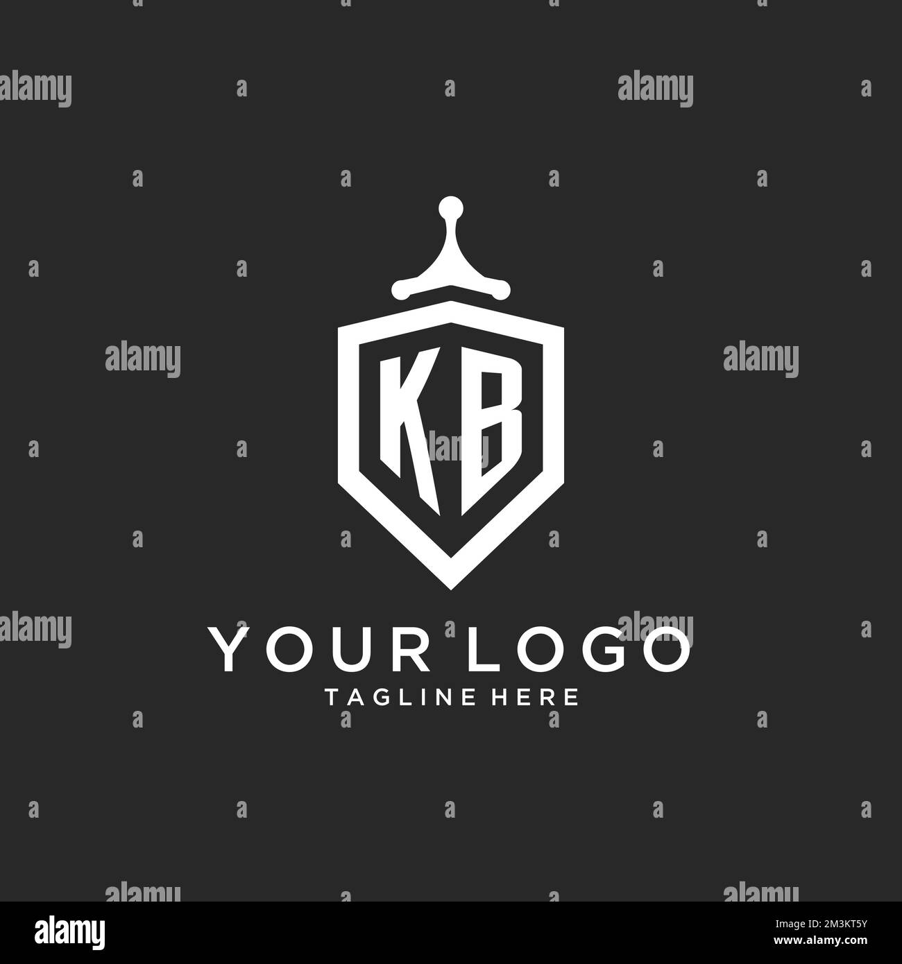 KB monogram logo initial with shield guard shape design ideas Stock ...