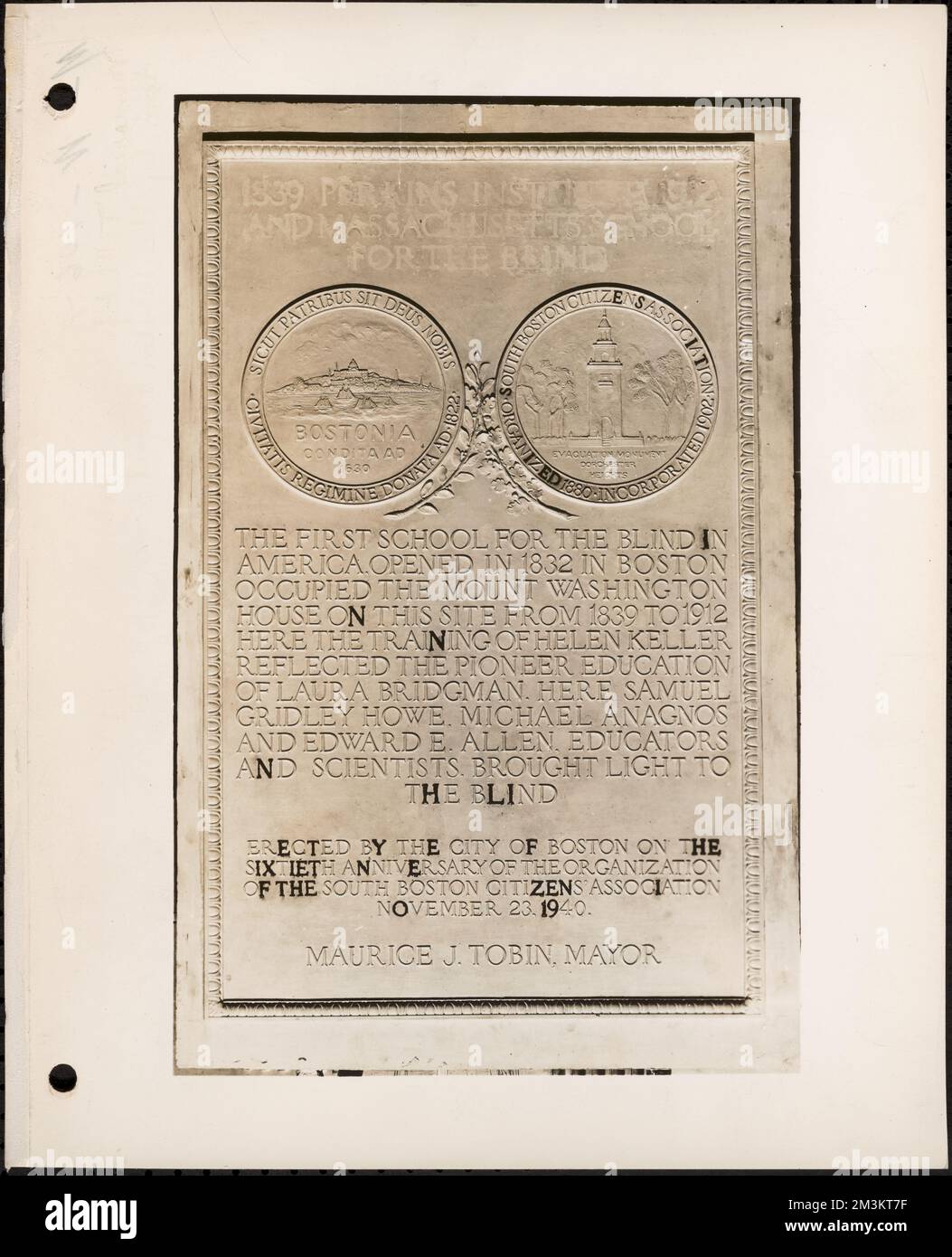 Perkins Institute and Massachusetts School for the Blind historical ...