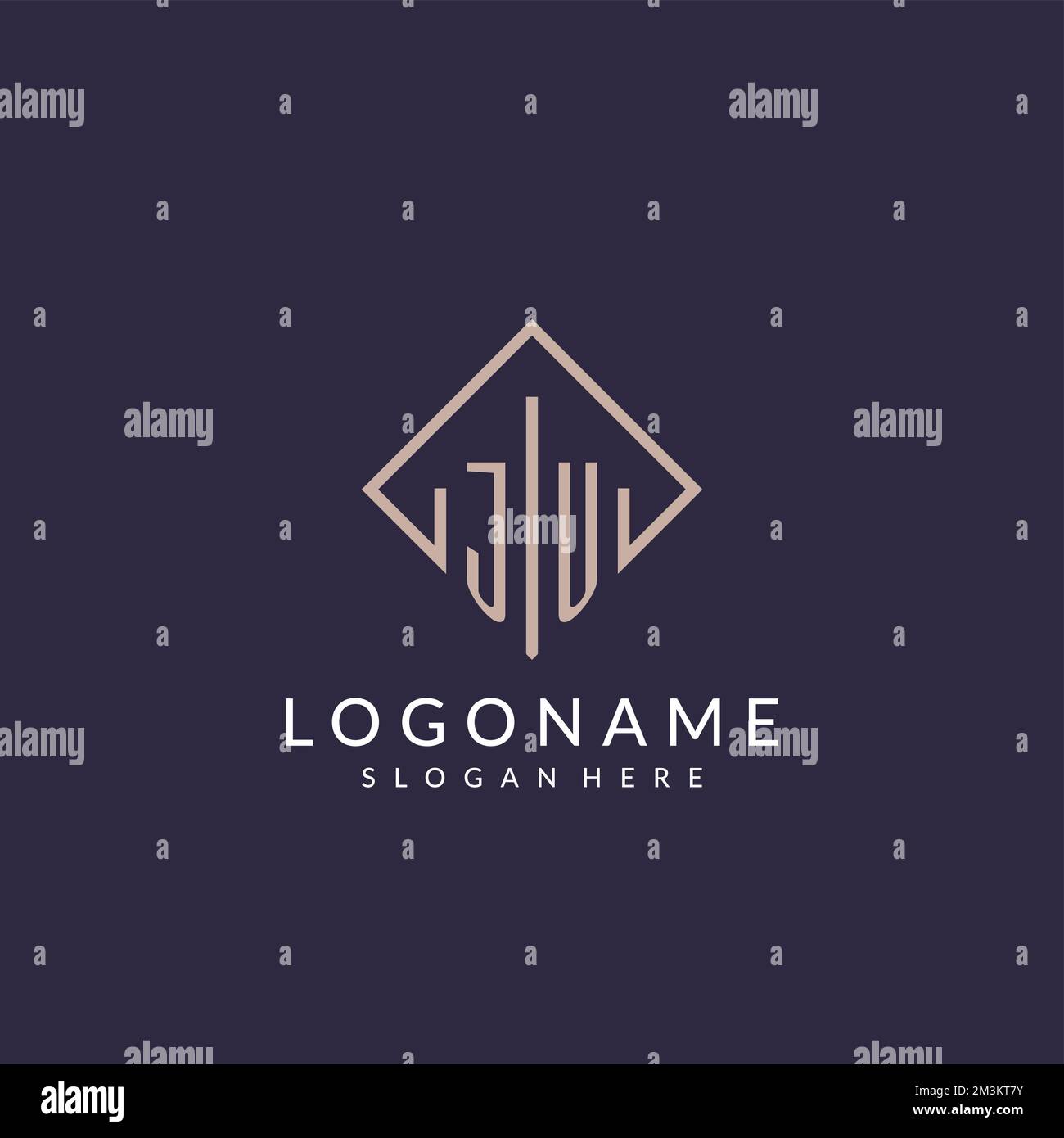 JU initial monogram logo with rectangle style design ideas Stock Vector ...