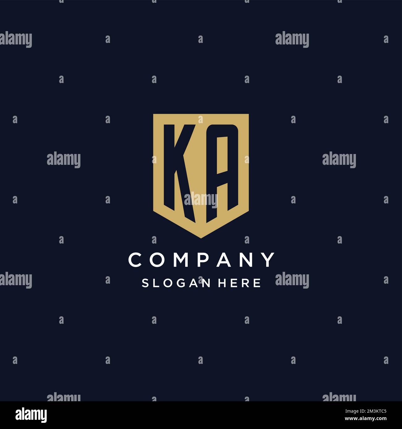 KA monogram initials logo design with shield icon template Stock Vector ...