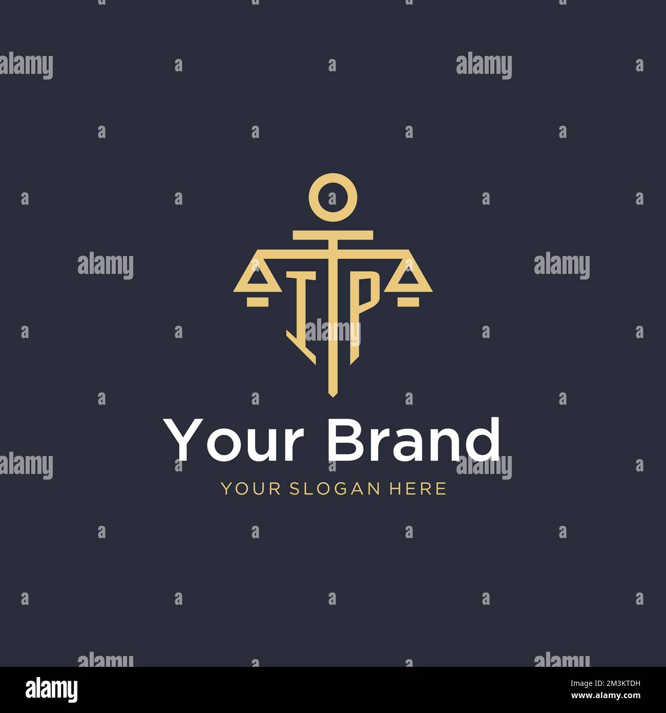 IP initial monogram logo with scale and pillar style design ideas Stock ...