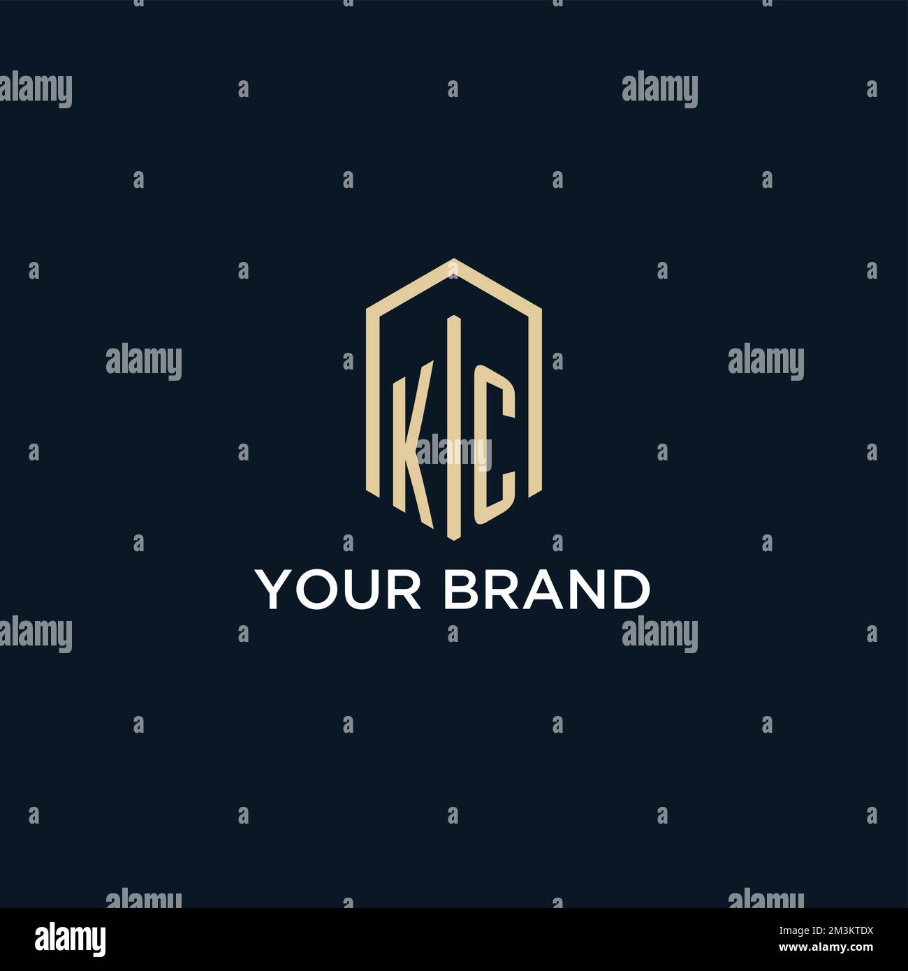 KC initial monogram logo with hexagonal shape style, real estate logo ...