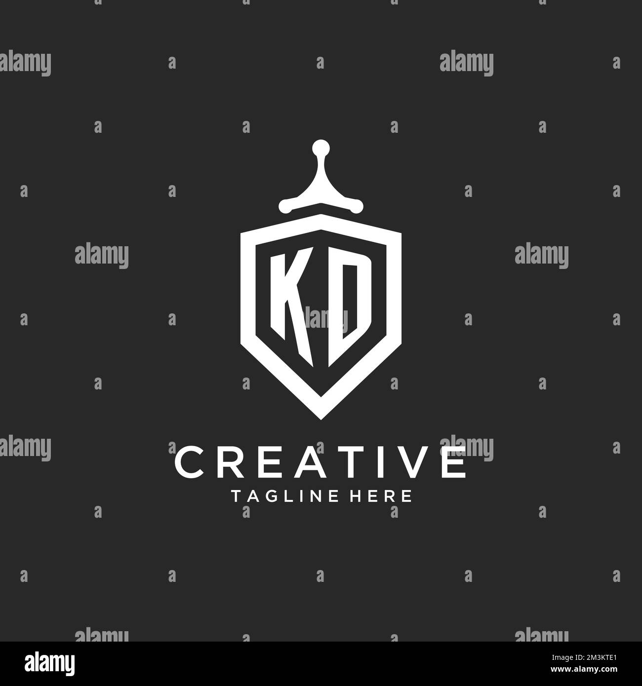 KD monogram logo initial with shield guard shape design ideas Stock ...
