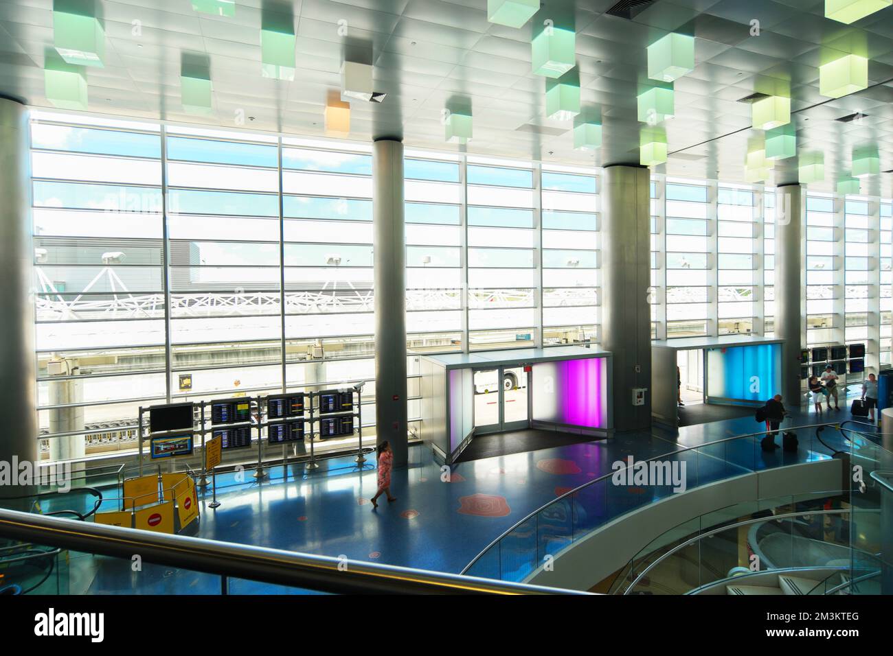 indoor colorful building neon lights all around Stock Photo - Alamy