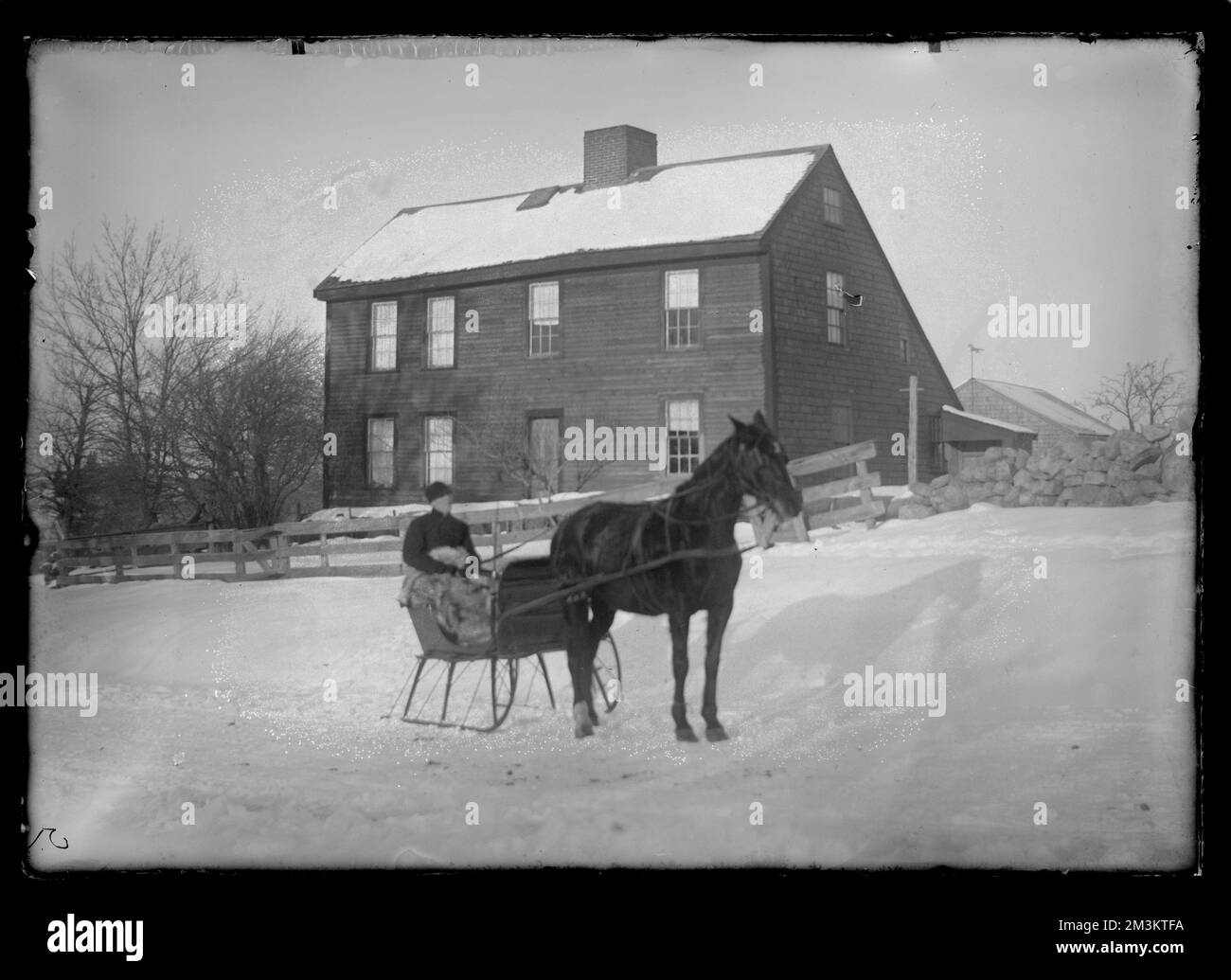 Person sitting in horse drawn sleigh , People. Hingham Public Library ...