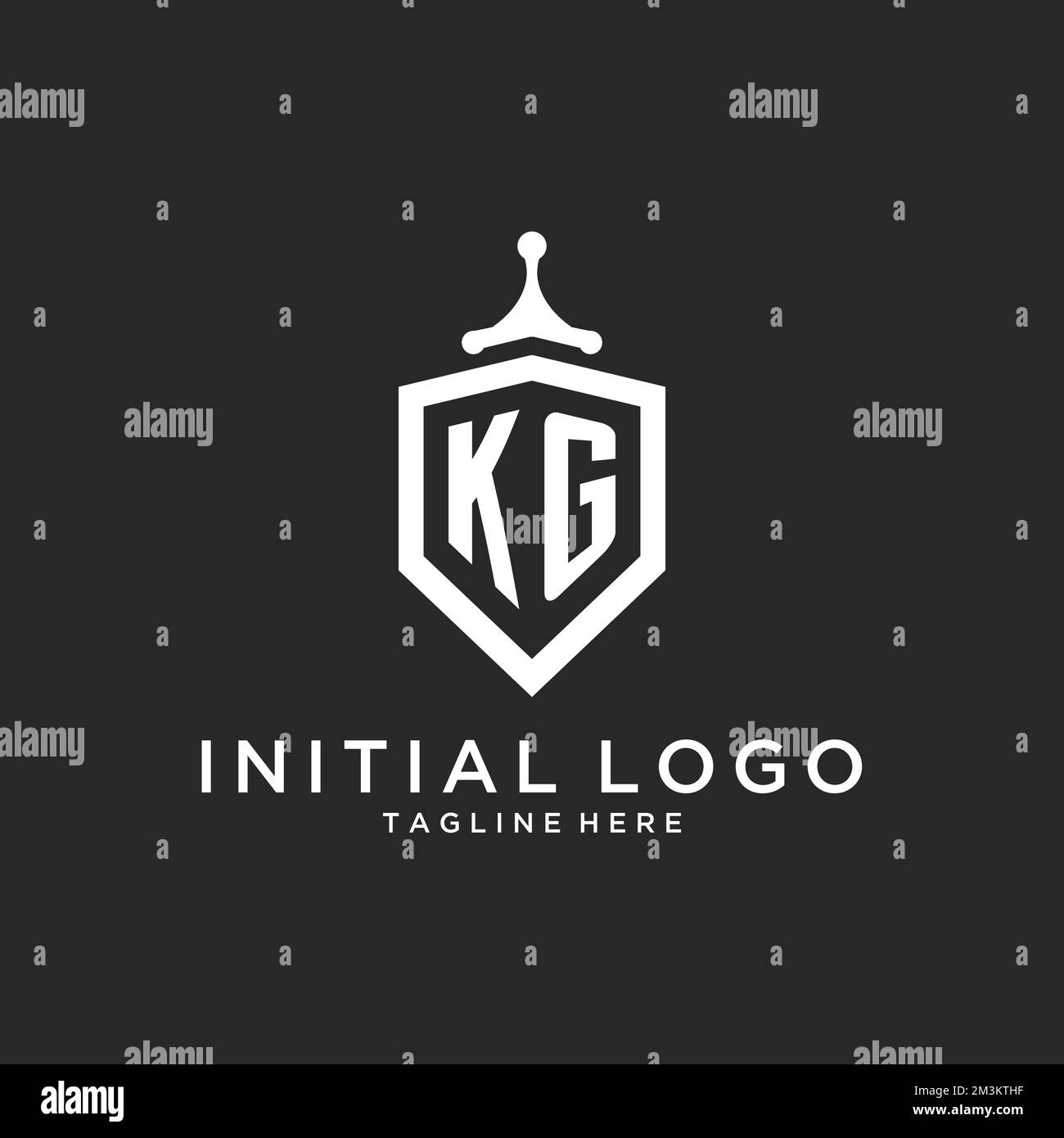 KG monogram logo initial with shield guard shape design ideas Stock ...
