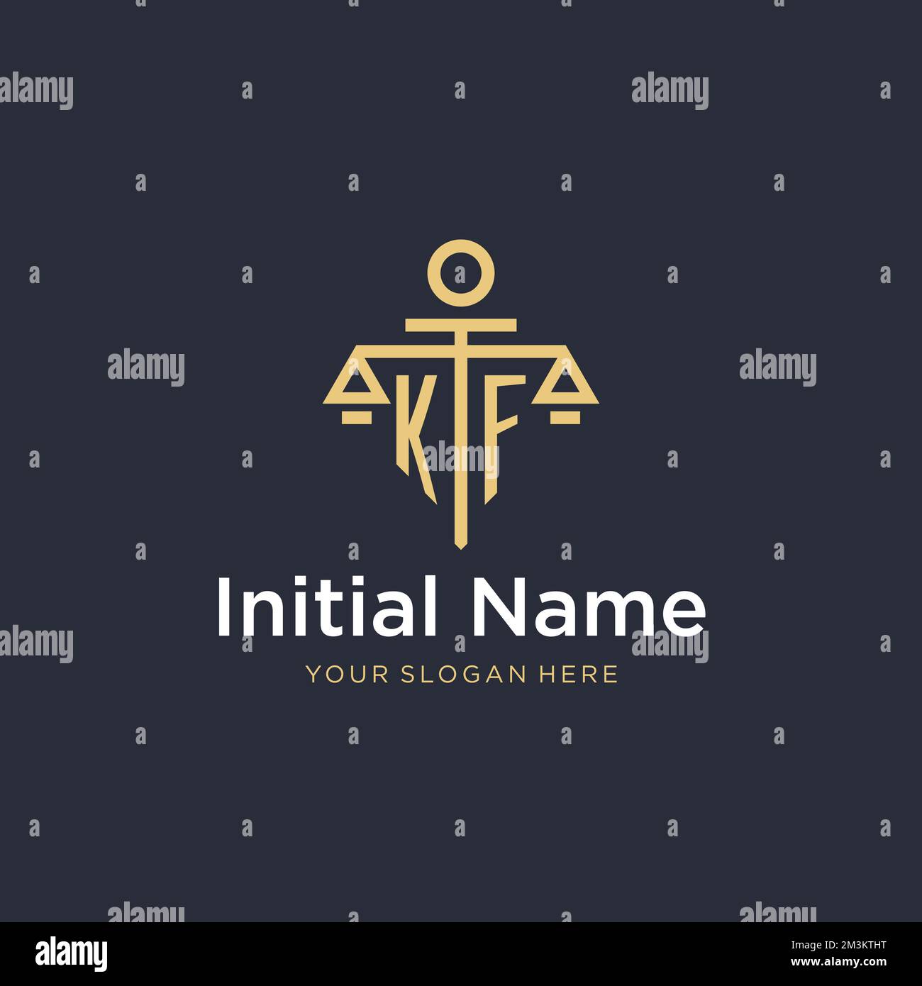 KF initial monogram logo with scale and pillar style design ideas Stock ...