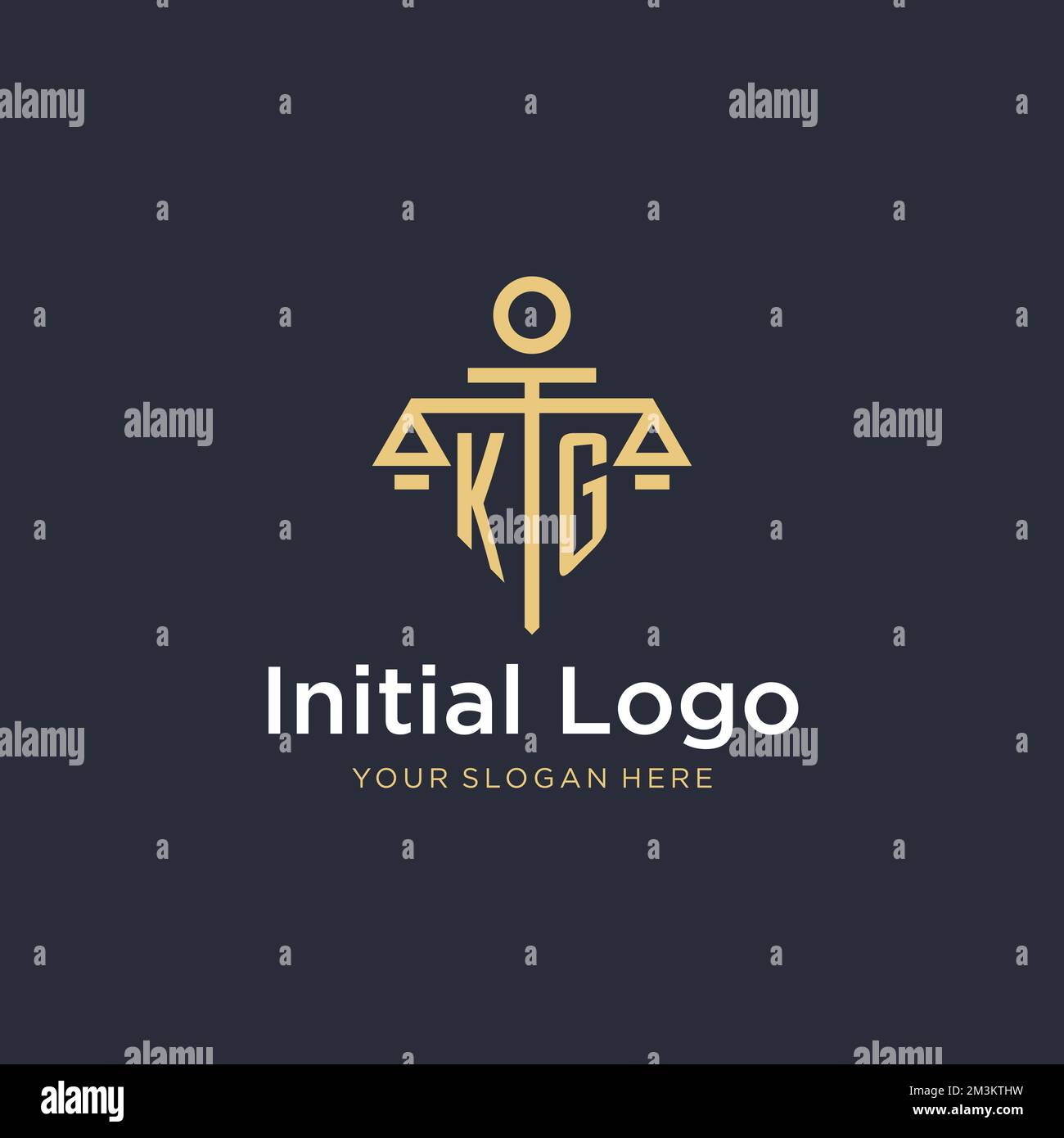KG initial monogram logo with scale and pillar style design ideas Stock ...