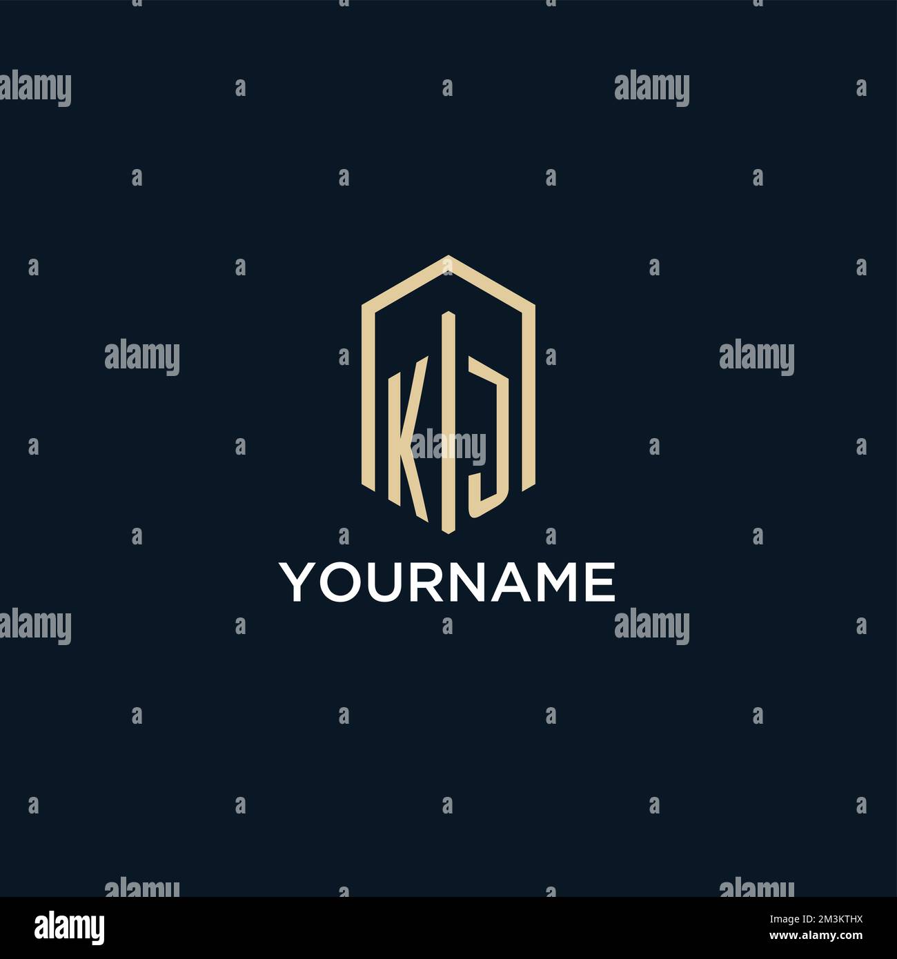 KJ initial monogram logo with hexagonal shape style, real estate logo ...