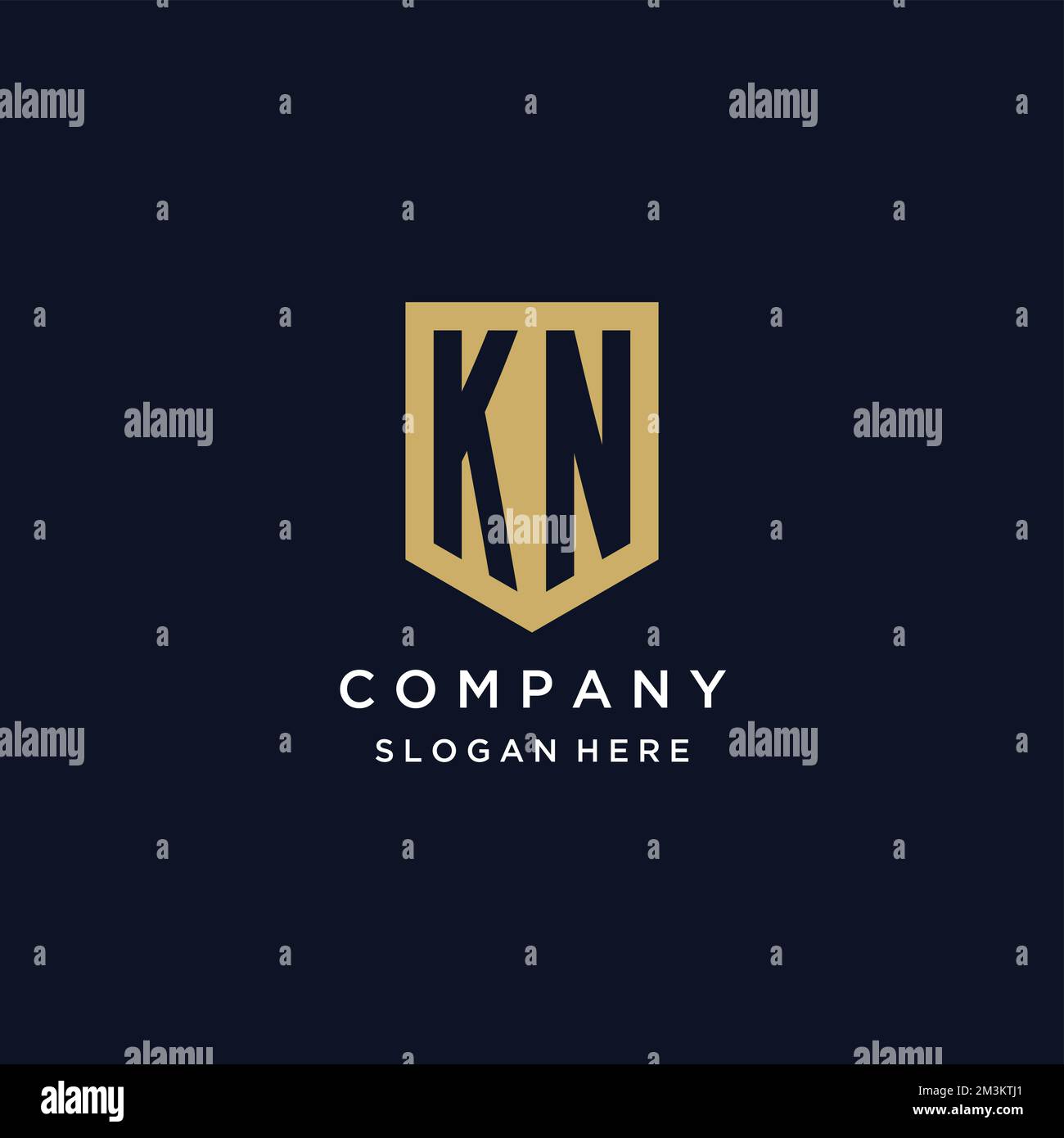 KN monogram initials logo design with shield icon template Stock Vector ...
