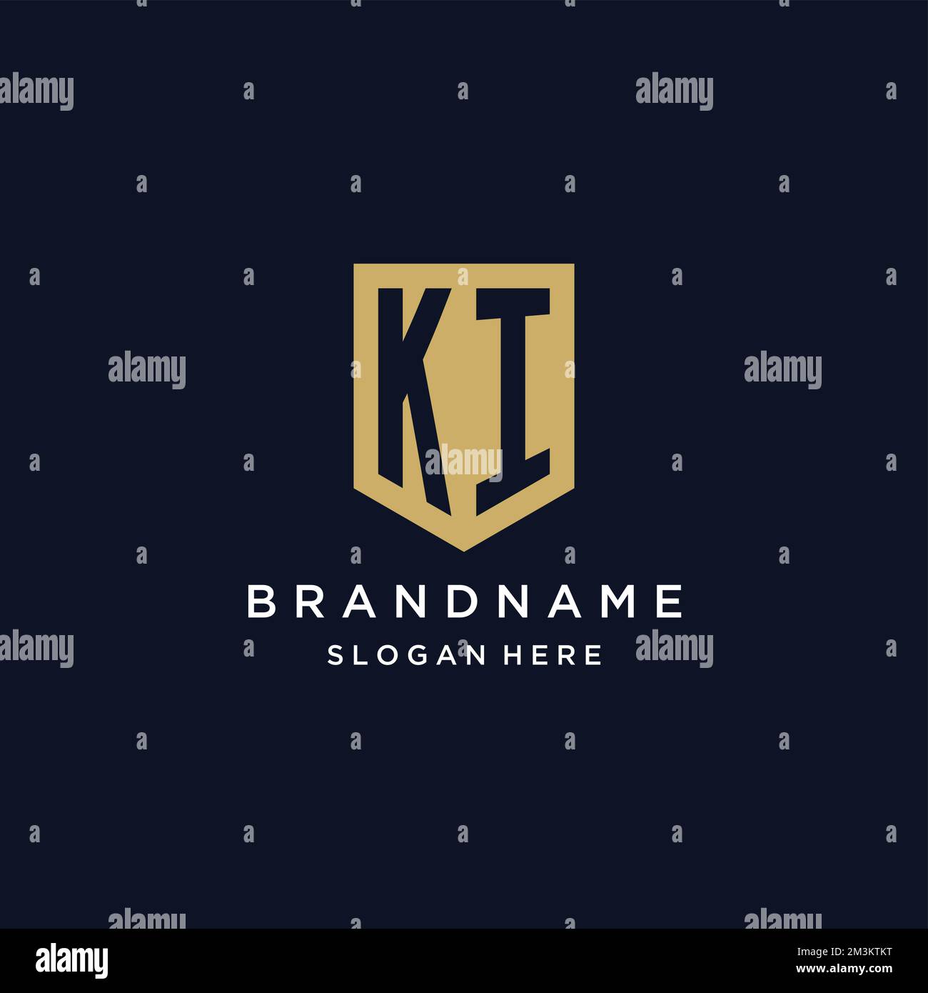 KI monogram initials logo design with shield icon template Stock Vector ...