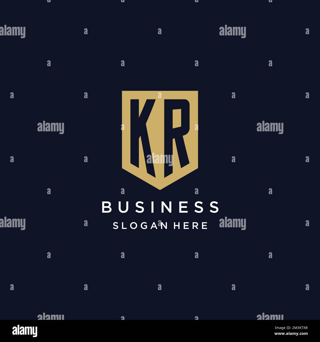 KR monogram initials logo design with shield icon template Stock Vector ...