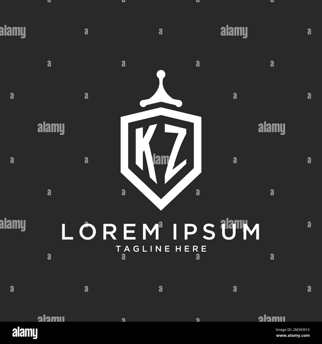 KZ monogram logo initial with shield guard shape design ideas Stock Vector Image & Art - Alamy