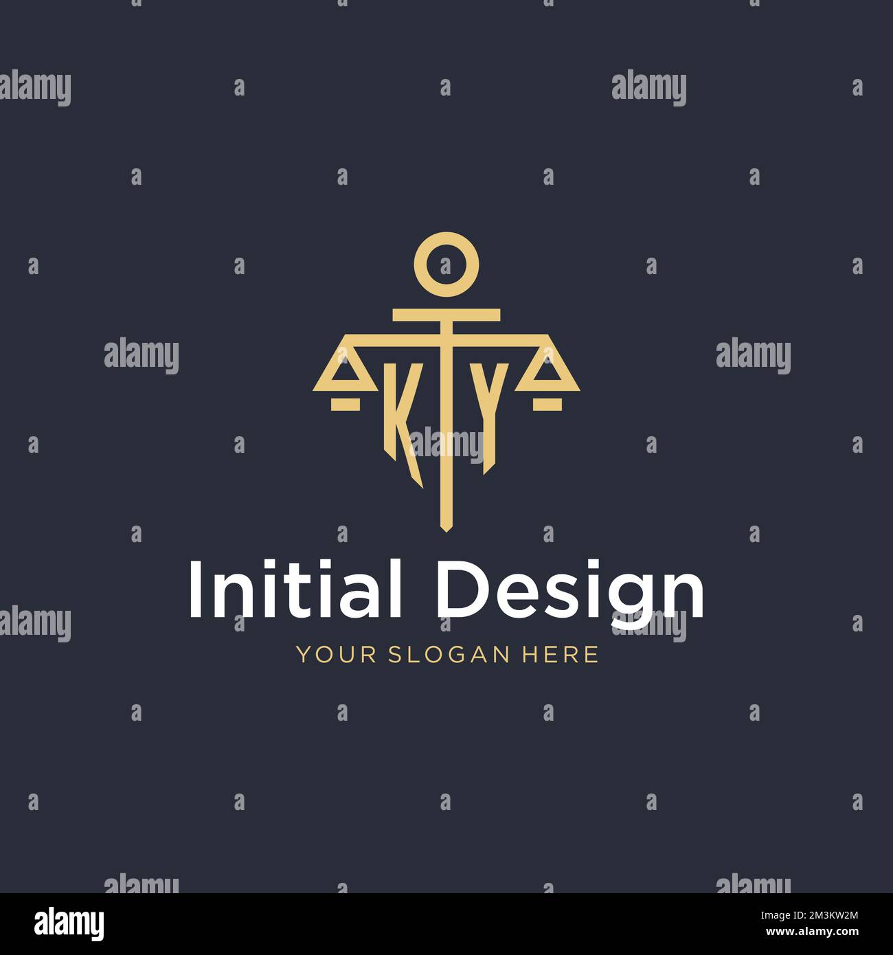 KY initial monogram logo with scale and pillar style design ideas Stock ...