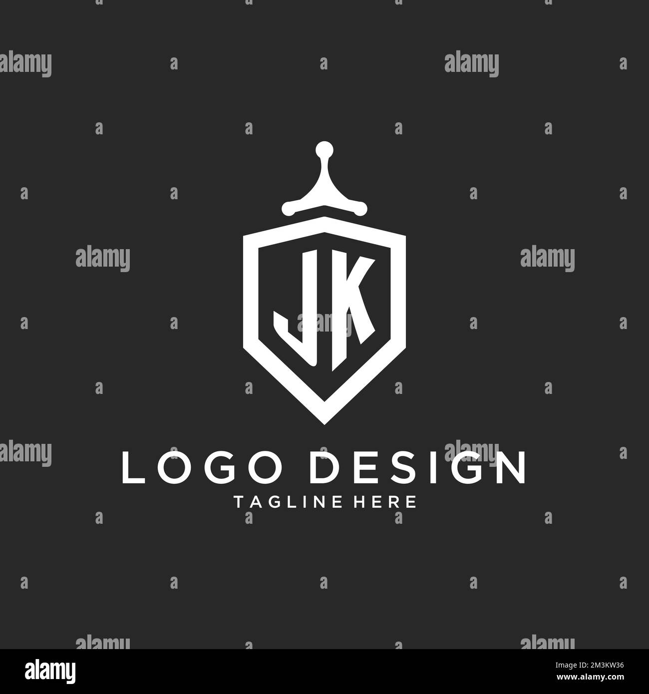 JK monogram logo initial with shield guard shape design ideas Stock ...