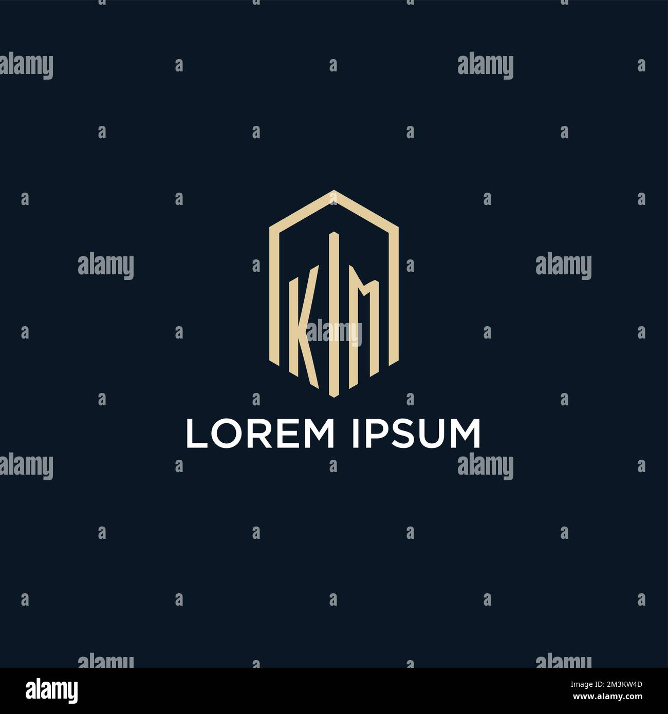 KM initial monogram logo with hexagonal shape style, real estate logo ...