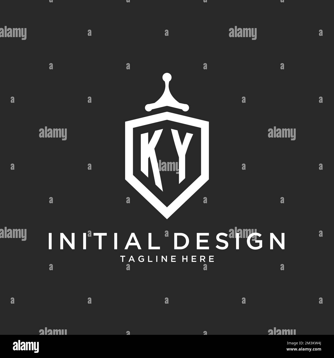 KY monogram logo initial with shield guard shape design ideas Stock ...