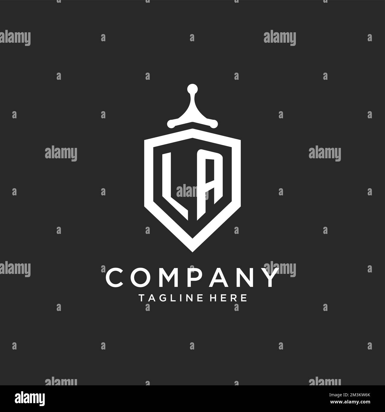LA monogram logo initial with shield guard shape design ideas Stock ...