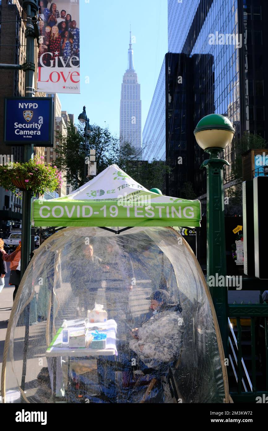 A covid-19 mobile testing unit on the street of Midtown Manhattan with ...