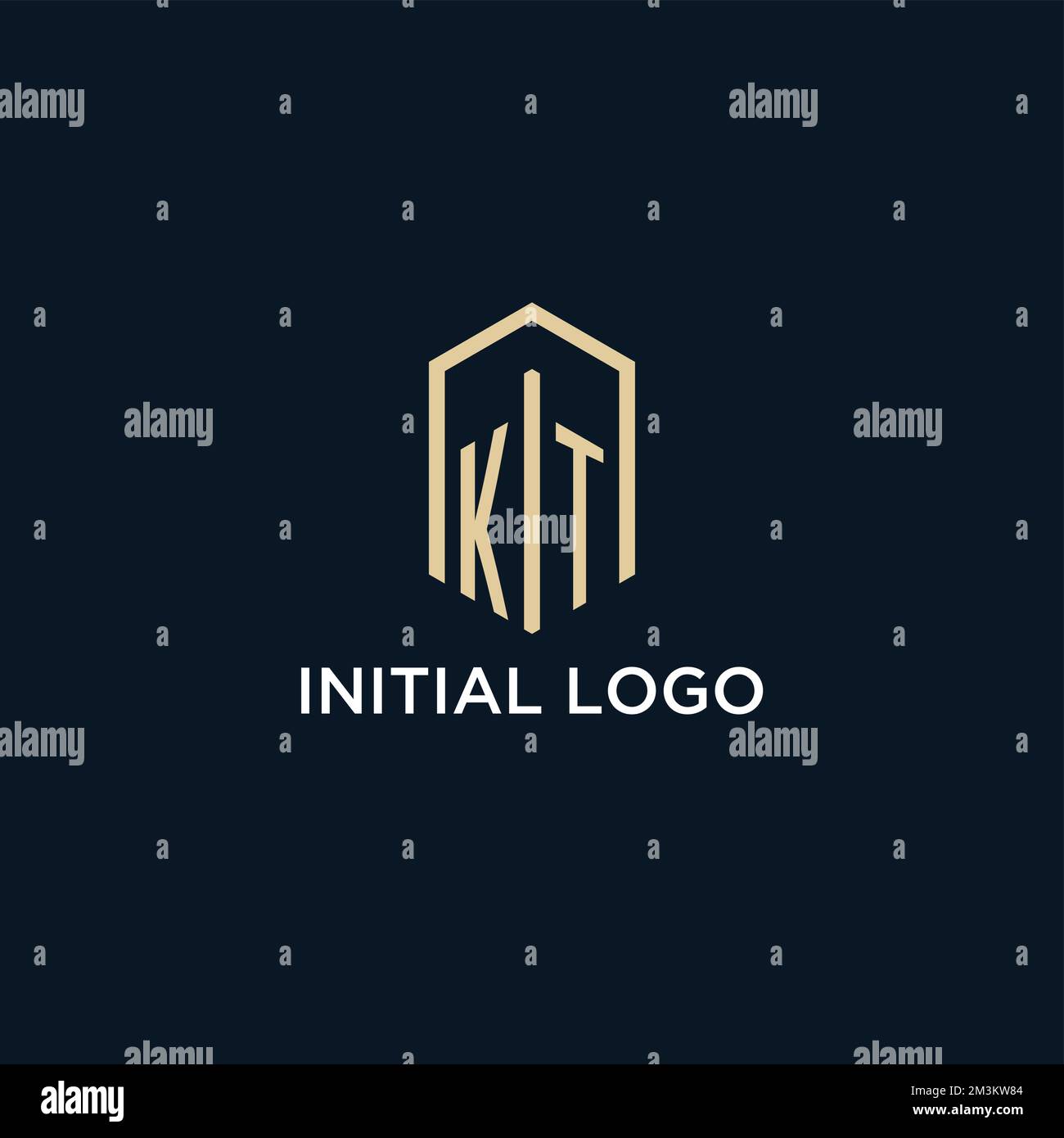 KT initial monogram logo with hexagonal shape style, real estate logo ...