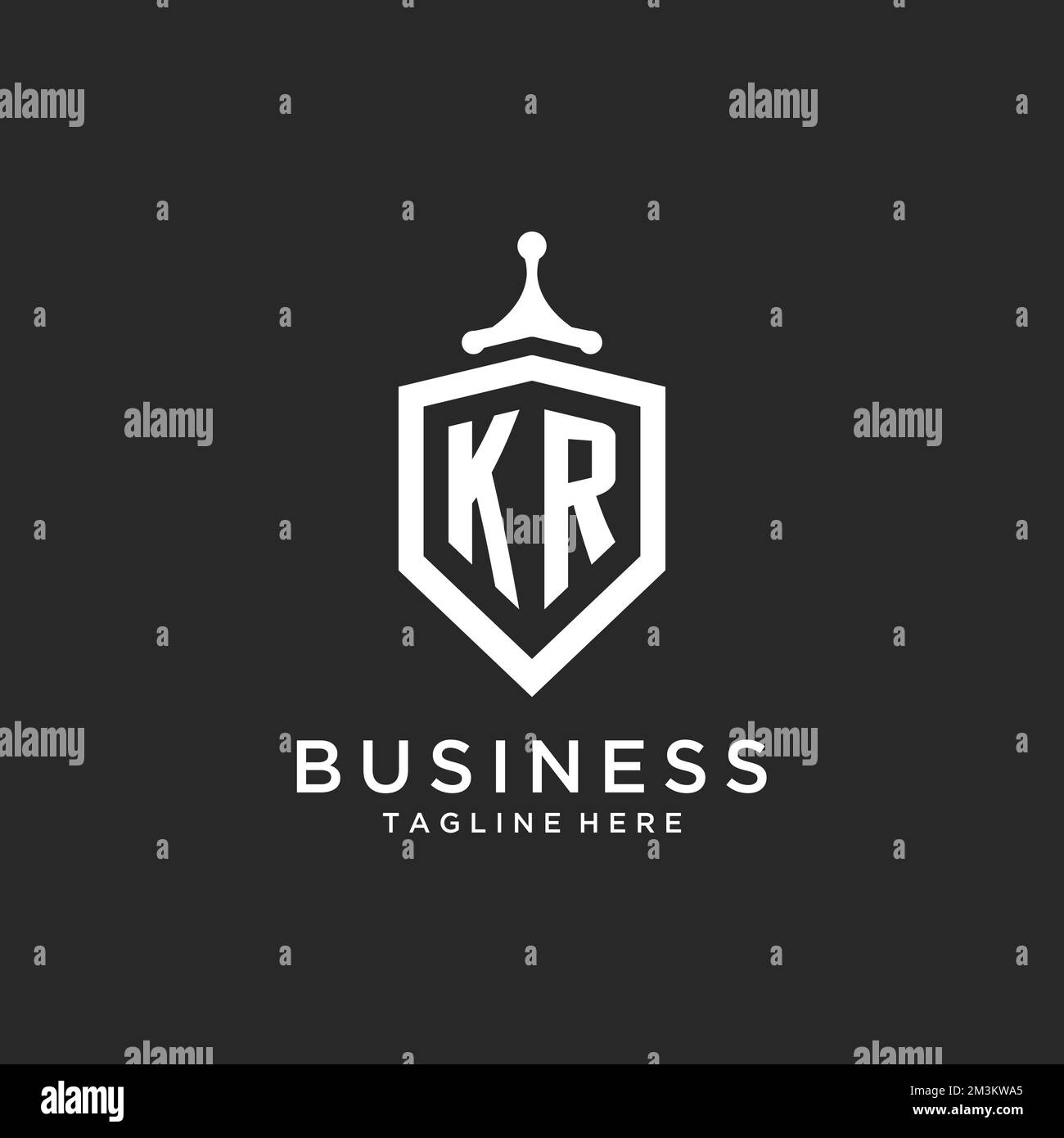 KR monogram logo initial with shield guard shape design ideas Stock ...