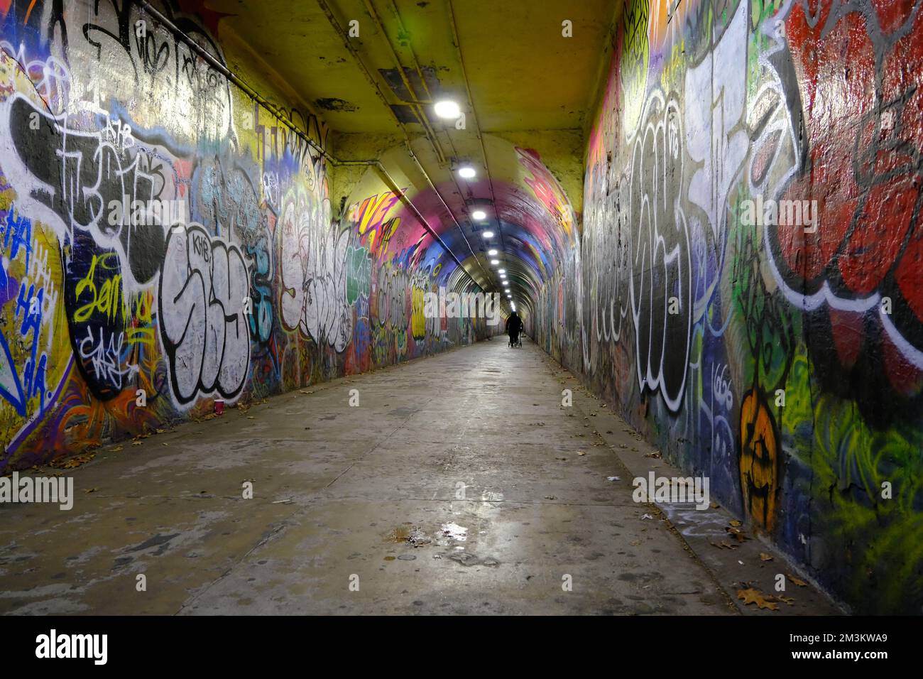Interior view of 191 street subway station tunnel aka Tunnel Street for ...