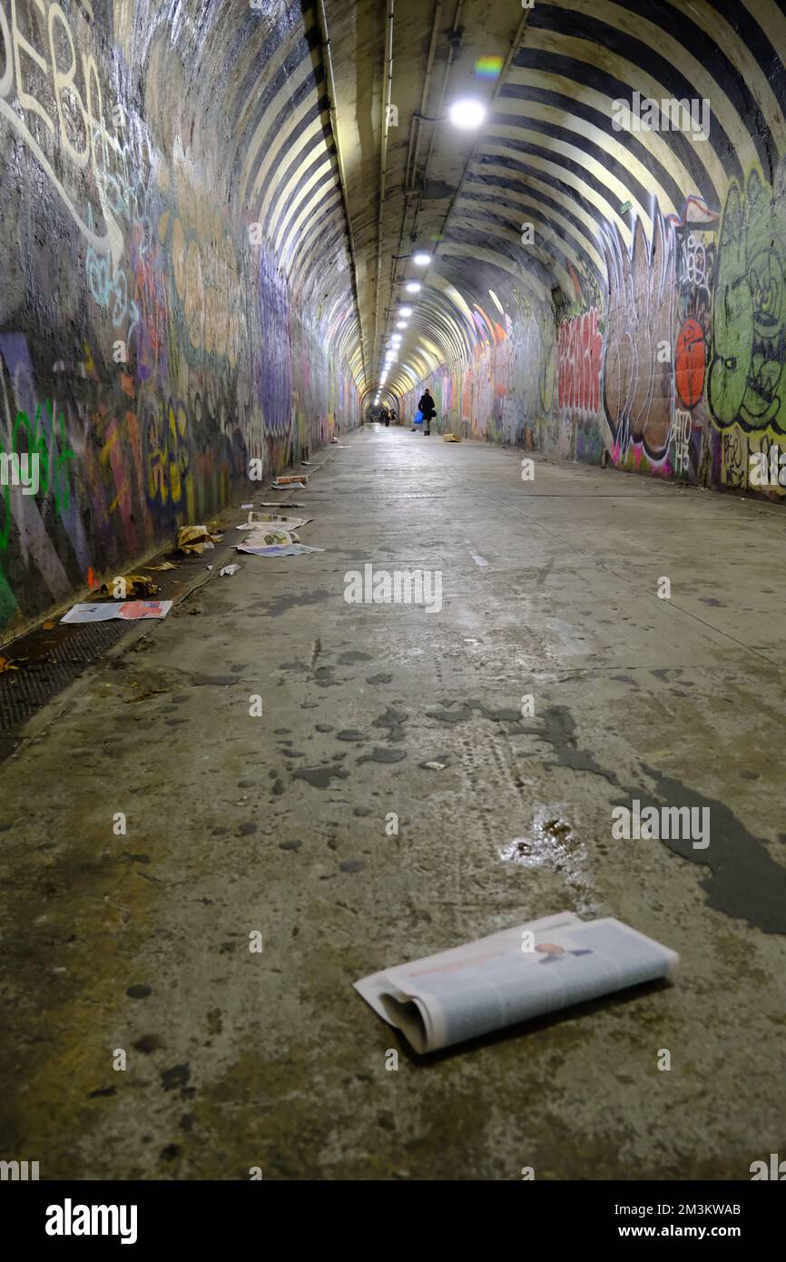 Interior view of 191 street subway station tunnel aka Tunnel Street for ...