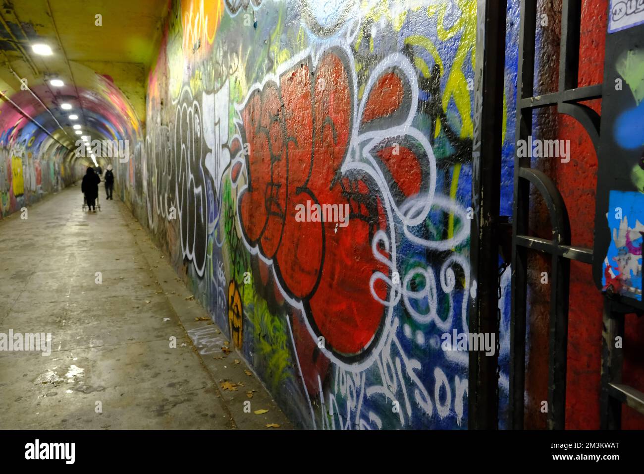 Interior view of 191 street subway station tunnel aka Tunnel Street for ...