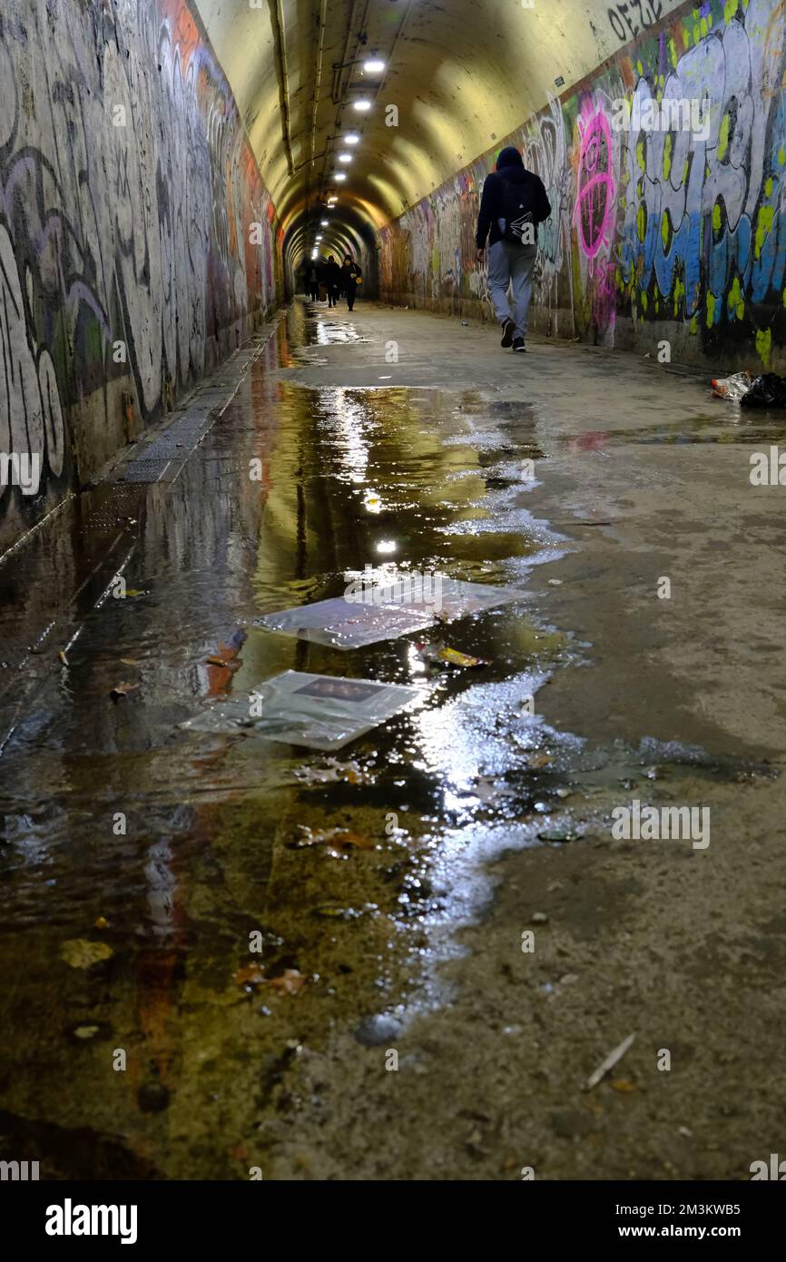Interior view of 191 street subway station tunnel aka Tunnel Street for ...