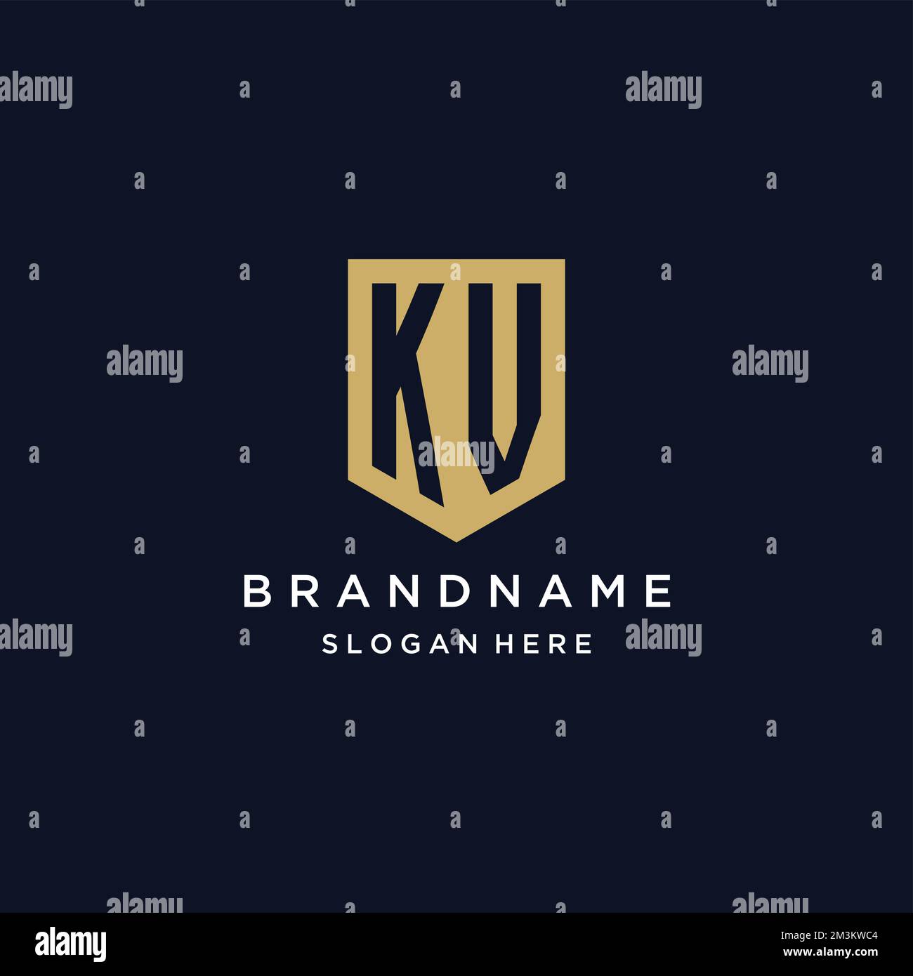KV monogram initials logo design with shield icon template Stock Vector ...