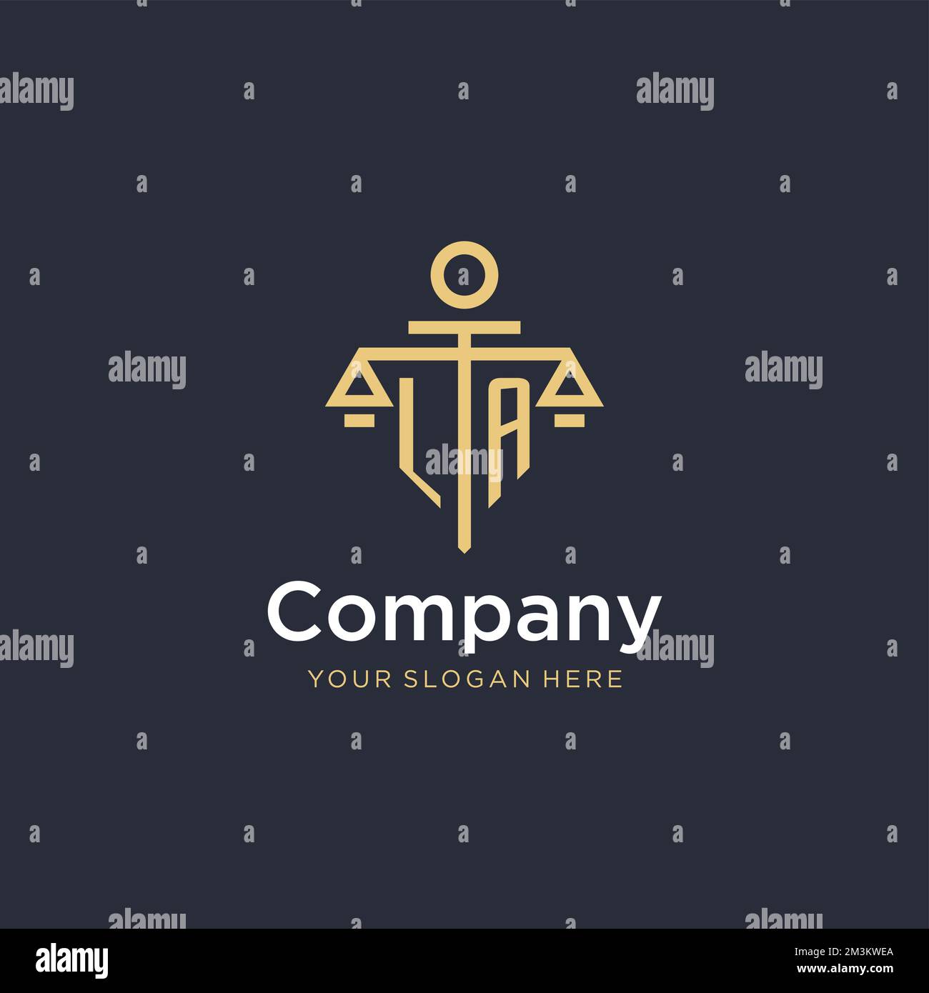 LA initial monogram logo with scale and pillar style design ideas Stock ...