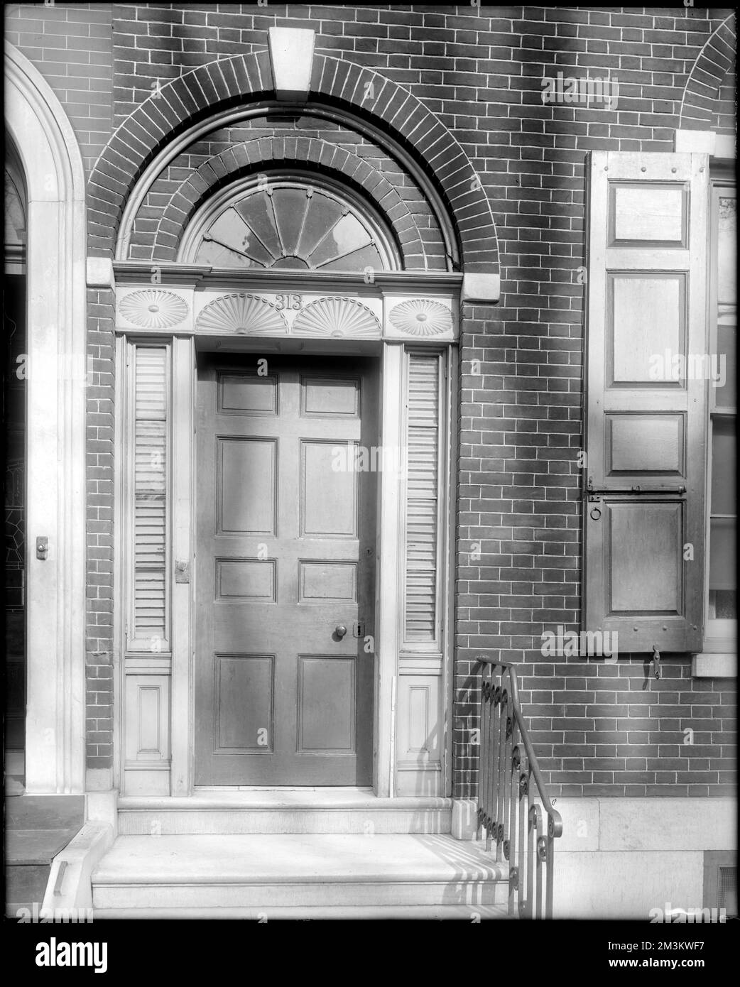 Philadelphia, Pennsylvania, 313 Pine Street, exterior detail, door ...