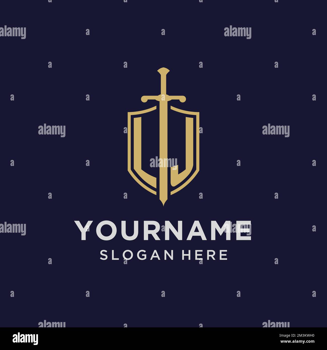 LJ logo initial monogram with shield and sword design ideas Stock Vector Image & Art - Alamy