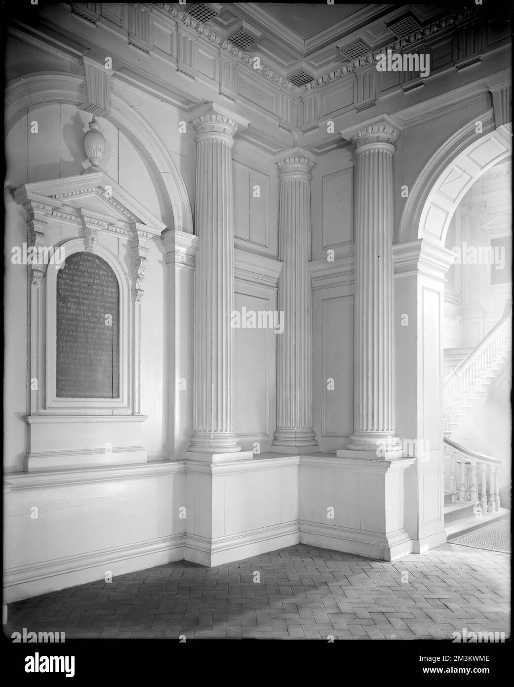 Philadelphia, Pennsylvania, 520 Chestnut Street, corridor and plaque ...