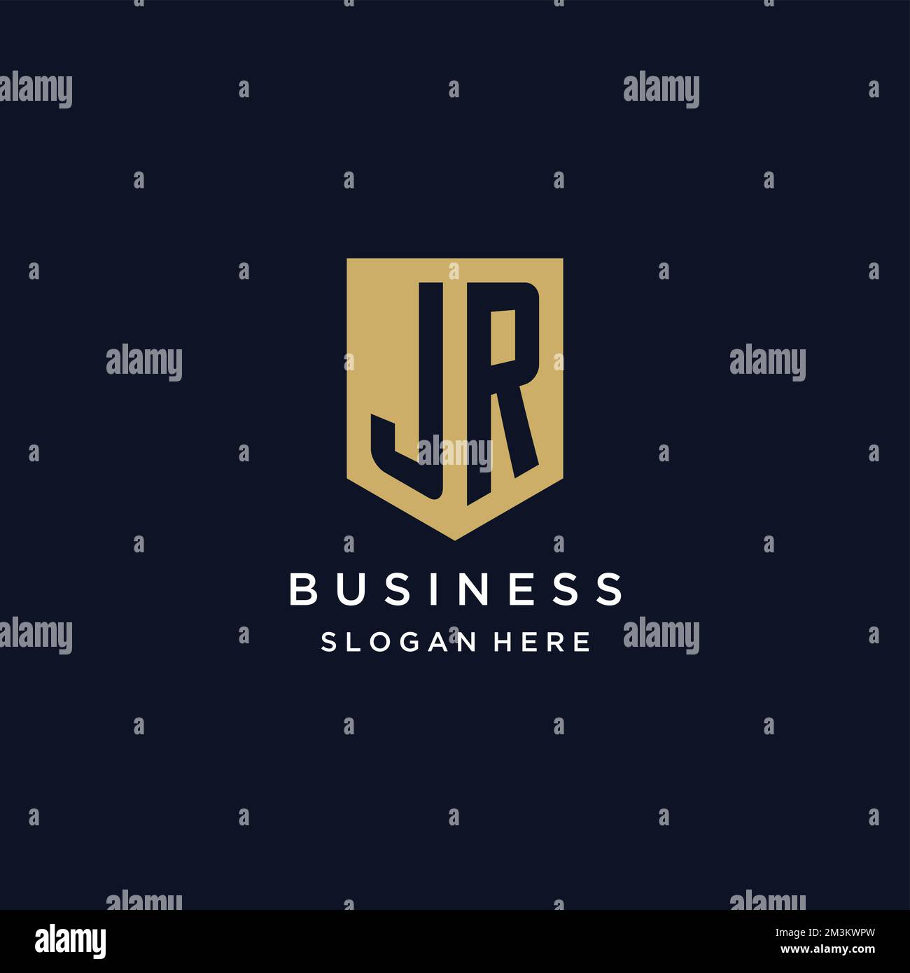 Jr Monogram Initials Logo Design With Shield Icon Template Stock Vector