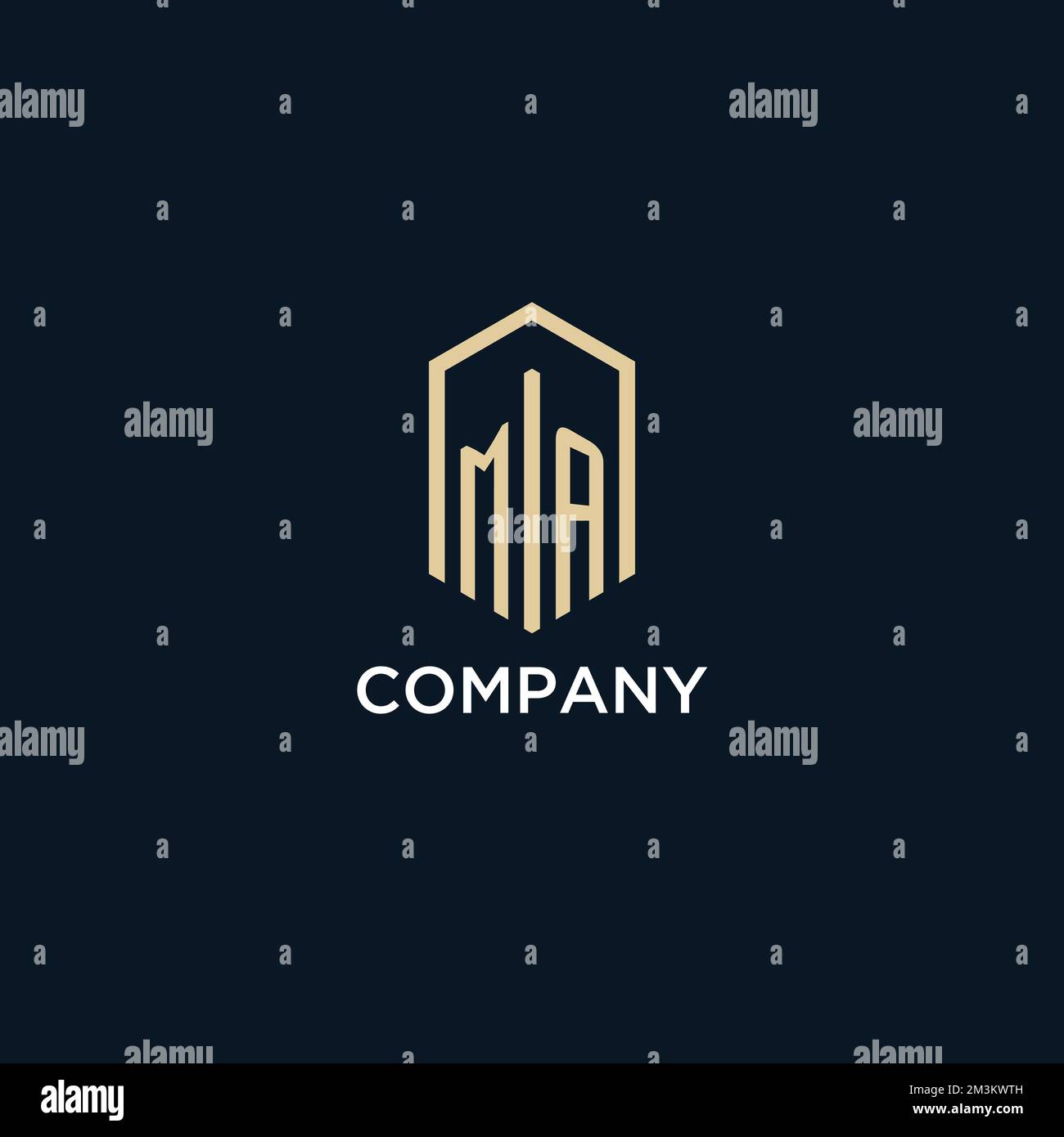 MA initial monogram logo with hexagonal shape style, real estate logo ...