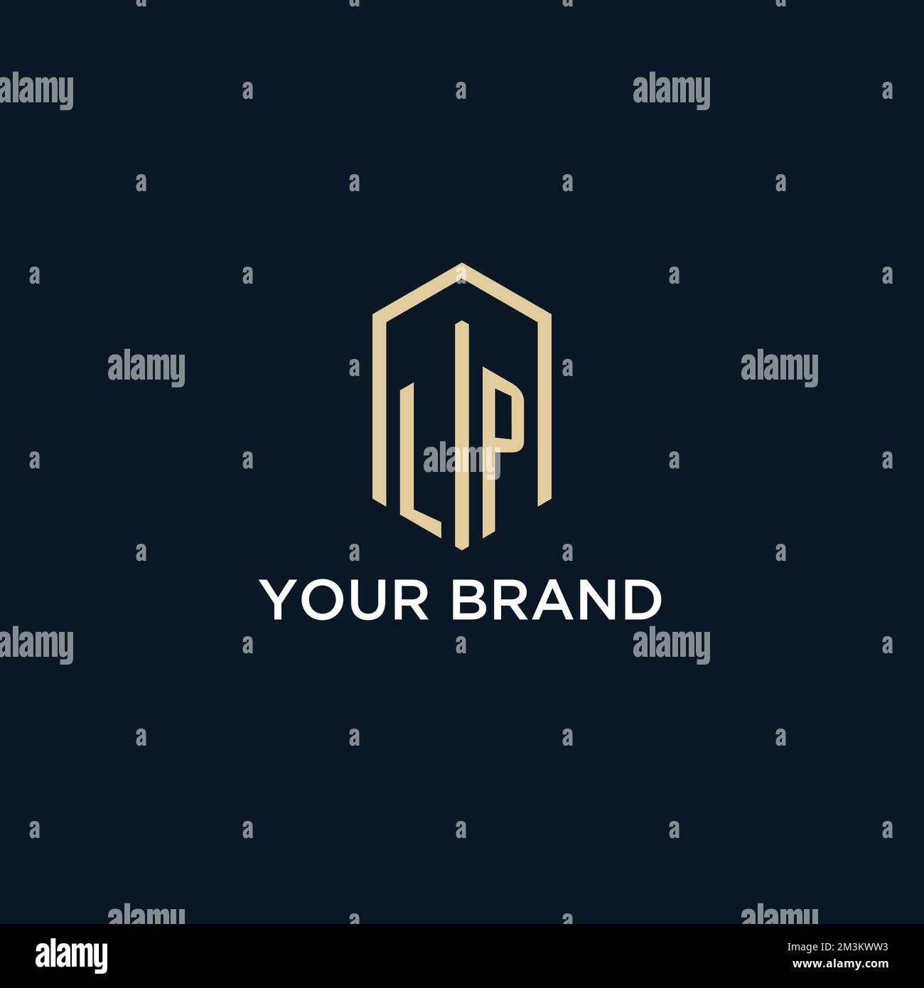 LP initial monogram logo with hexagonal shape style, real estate logo ...