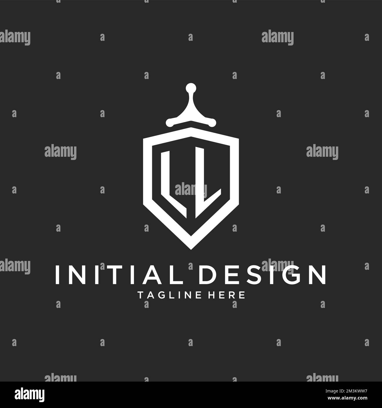 LL monogram logo initial with shield guard shape design ideas Stock ...