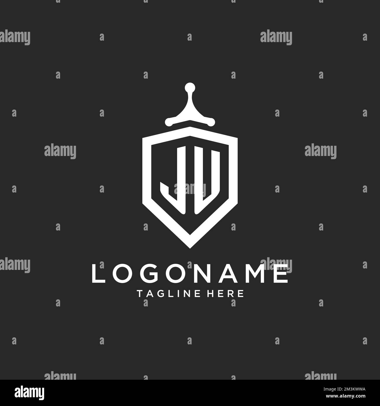 JU monogram logo initial with shield guard shape design ideas Stock ...