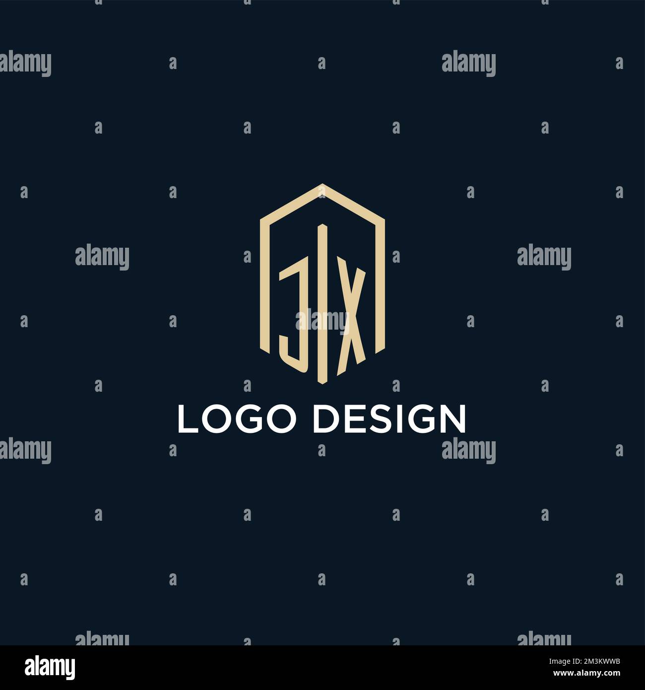JX initial monogram logo with hexagonal shape style, real estate logo ...