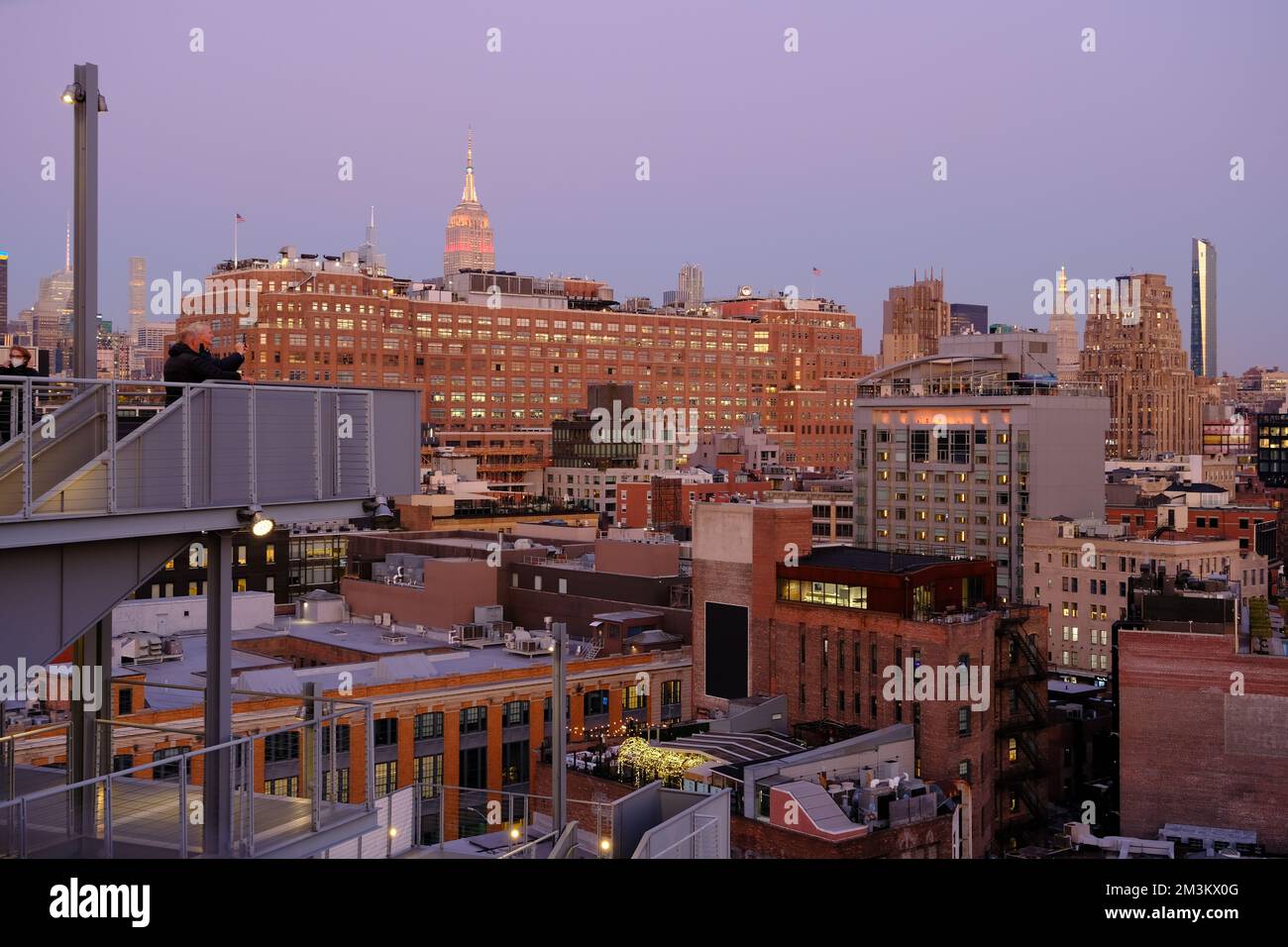 visitors on the outdoor terrace of Whitney Museum of American Art in ...