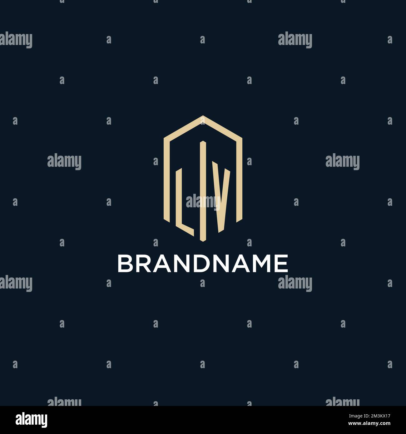 LV initial monogram logo with hexagonal shape style, real estate logo ...