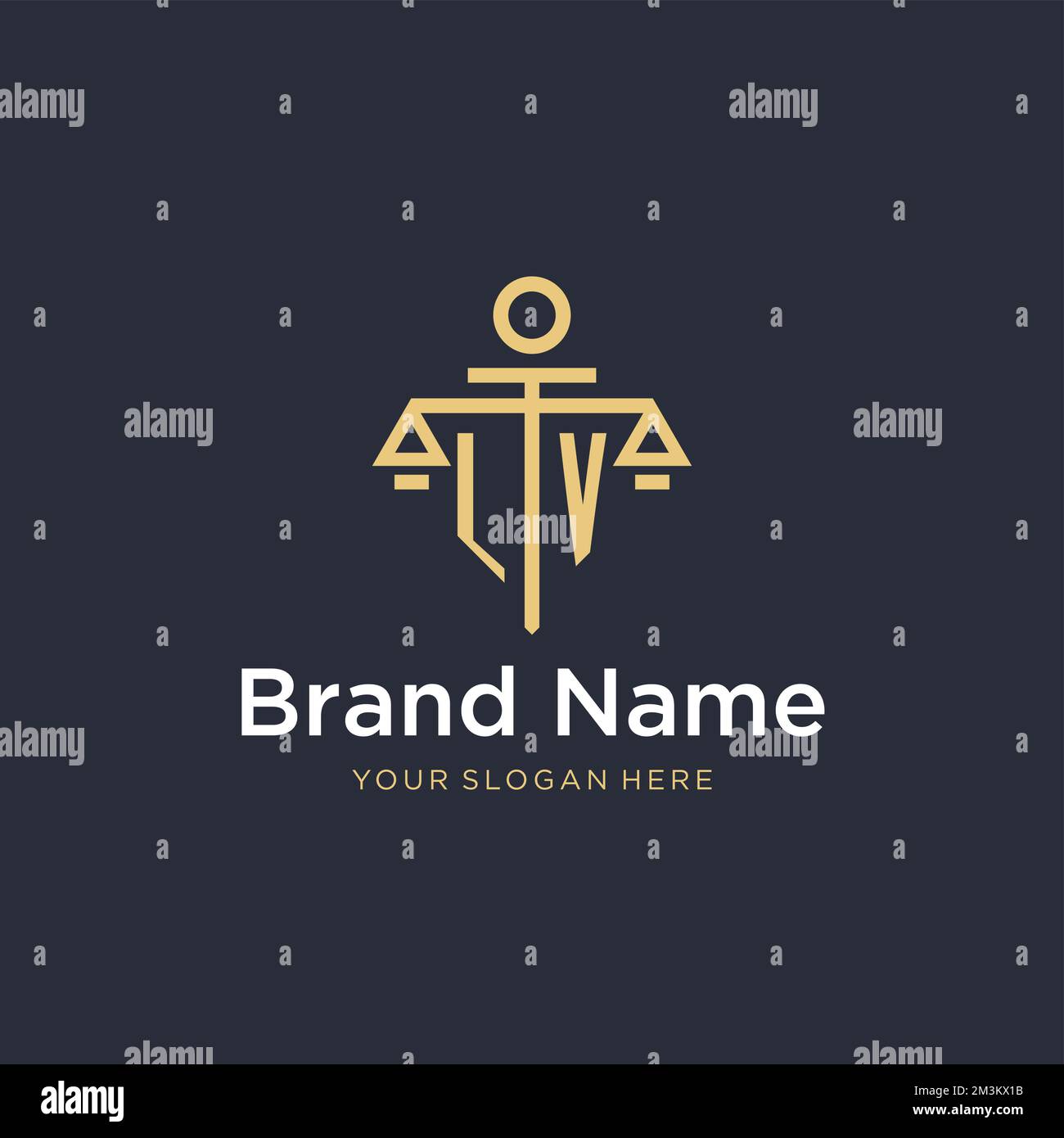 LV initial monogram logo with scale and pillar style design ideas Stock ...